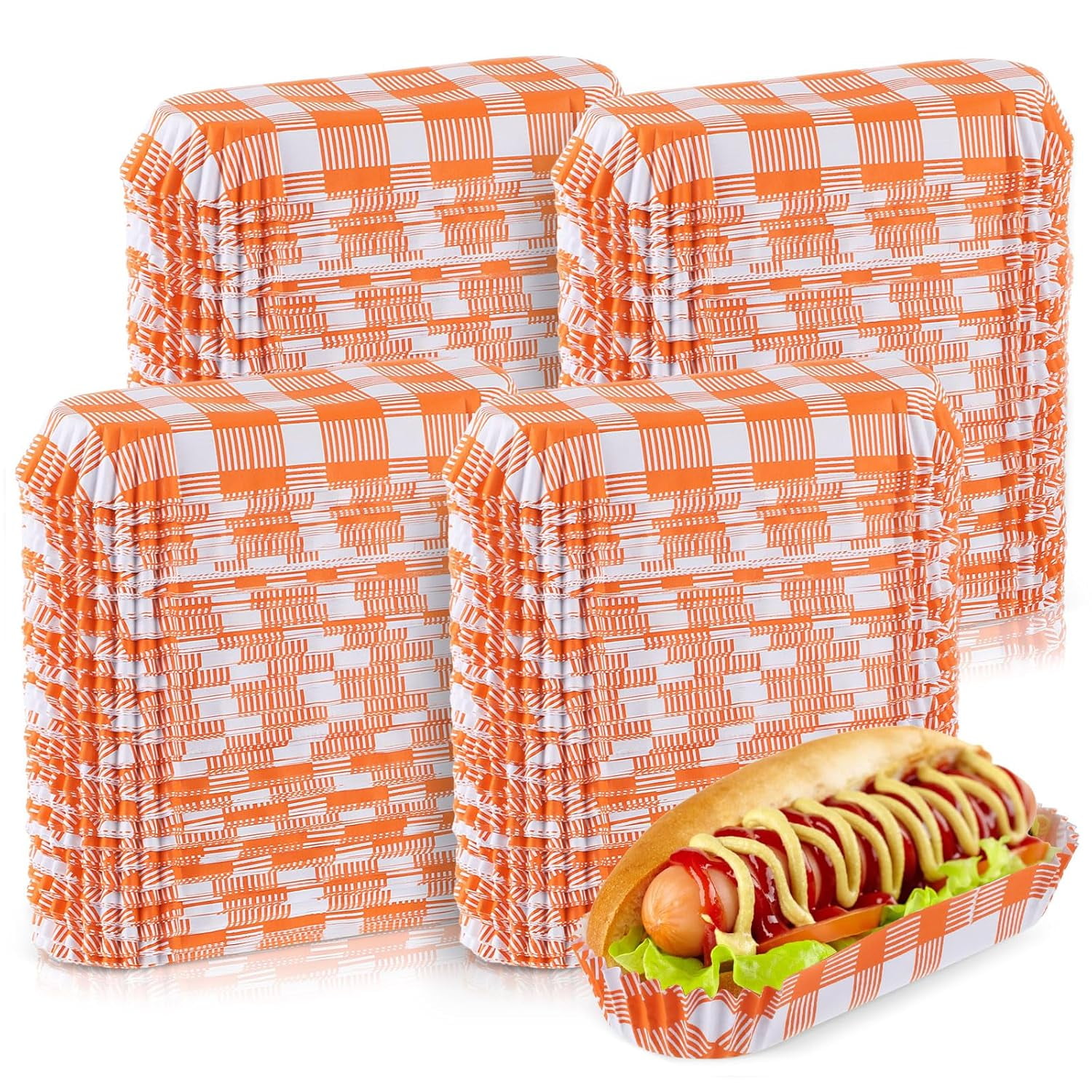 BlinkL 300 Pcs Paper Hot Dog Trays 6 Inch Food Trays Concession Stand ...