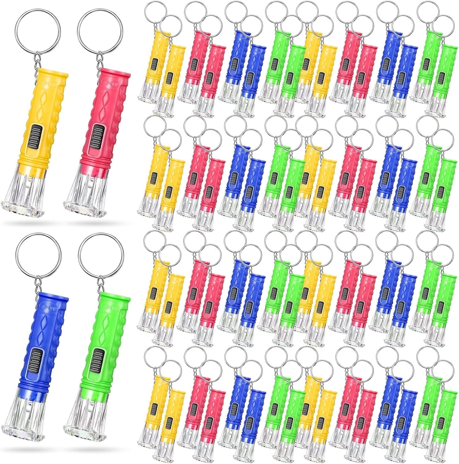 BlinkL 50 PCS Mini Flashlight Keychain Bulk Assorted Colors Torch ...