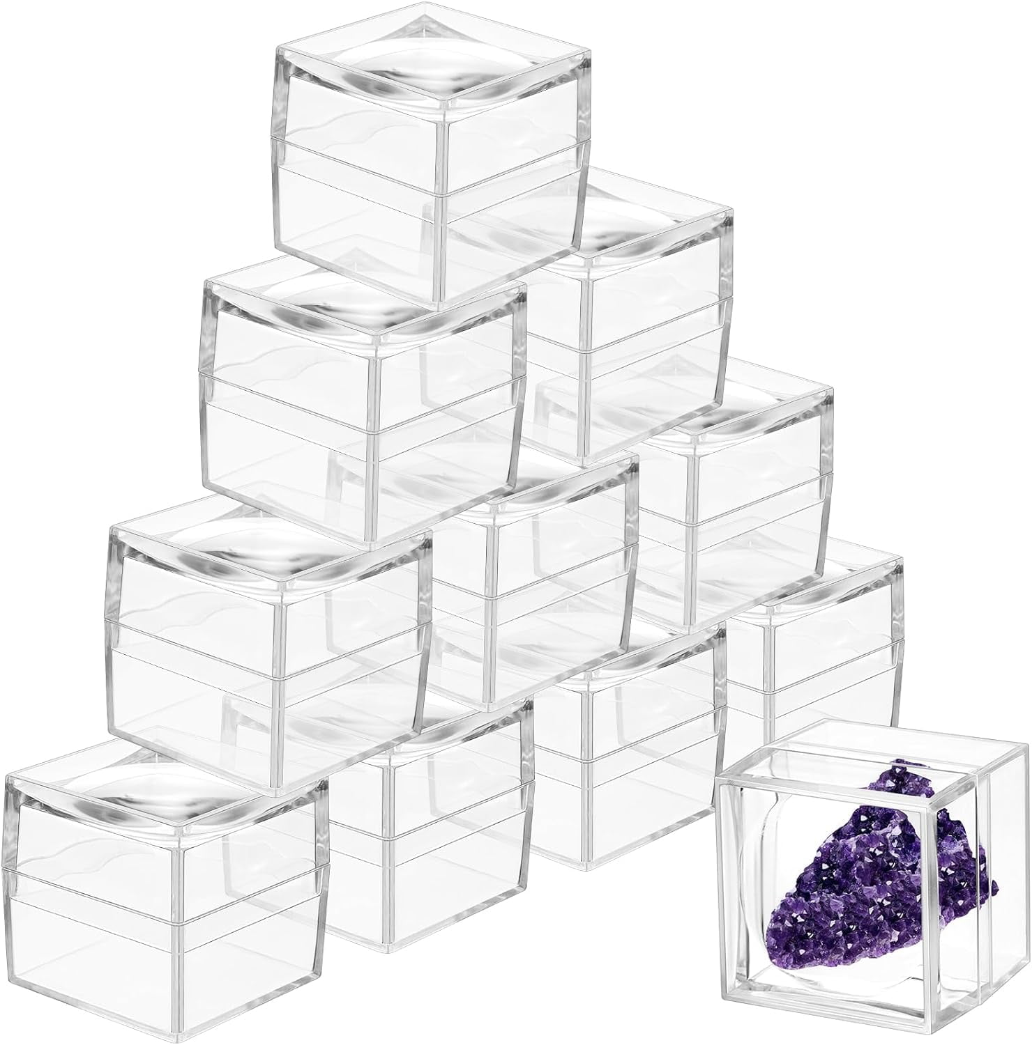 BlinkLLX 10 Pack Rock Display Case Clear Rock Collection Boxes Storage ...