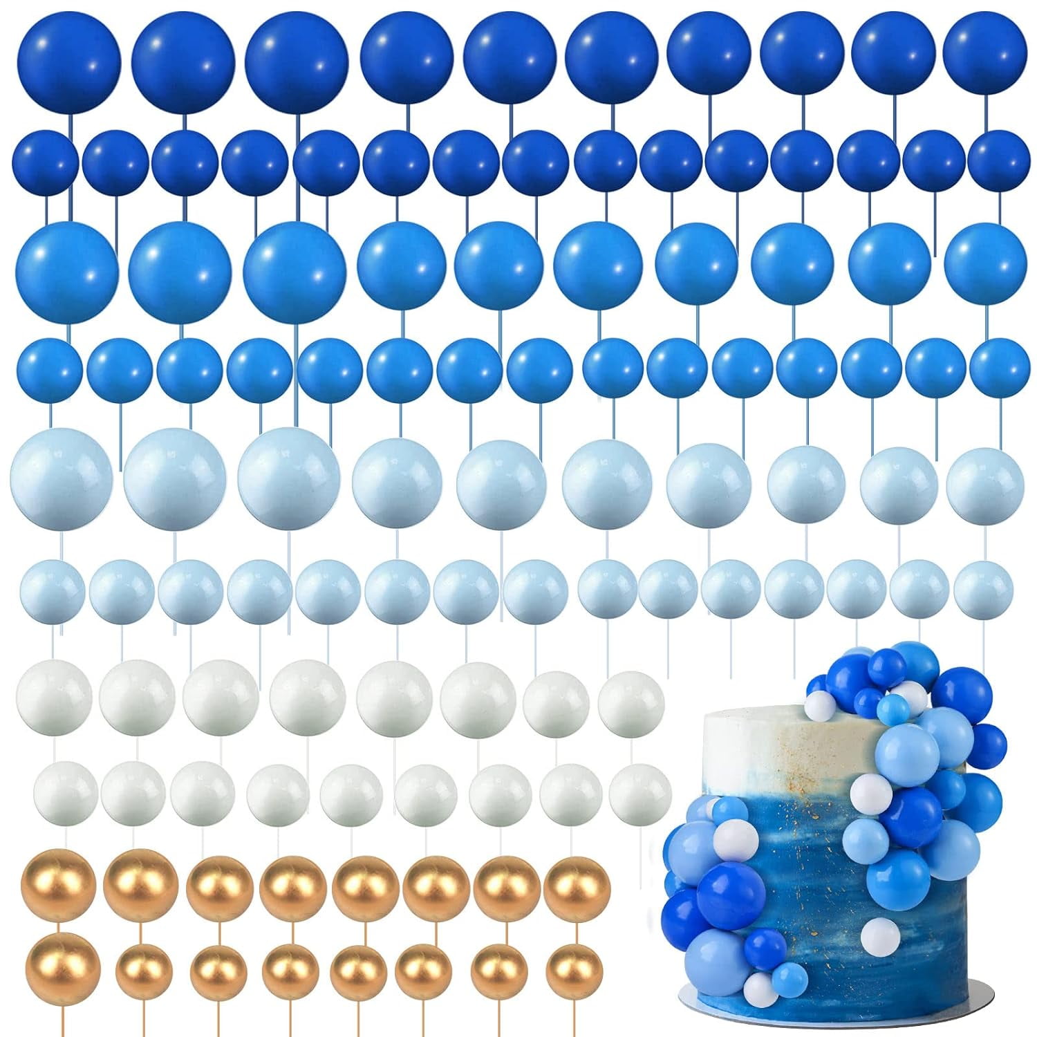 BlinkLLX 108 Pcs Balls Cake Topper DIY Cupcake Insert Foam Balloons for ...