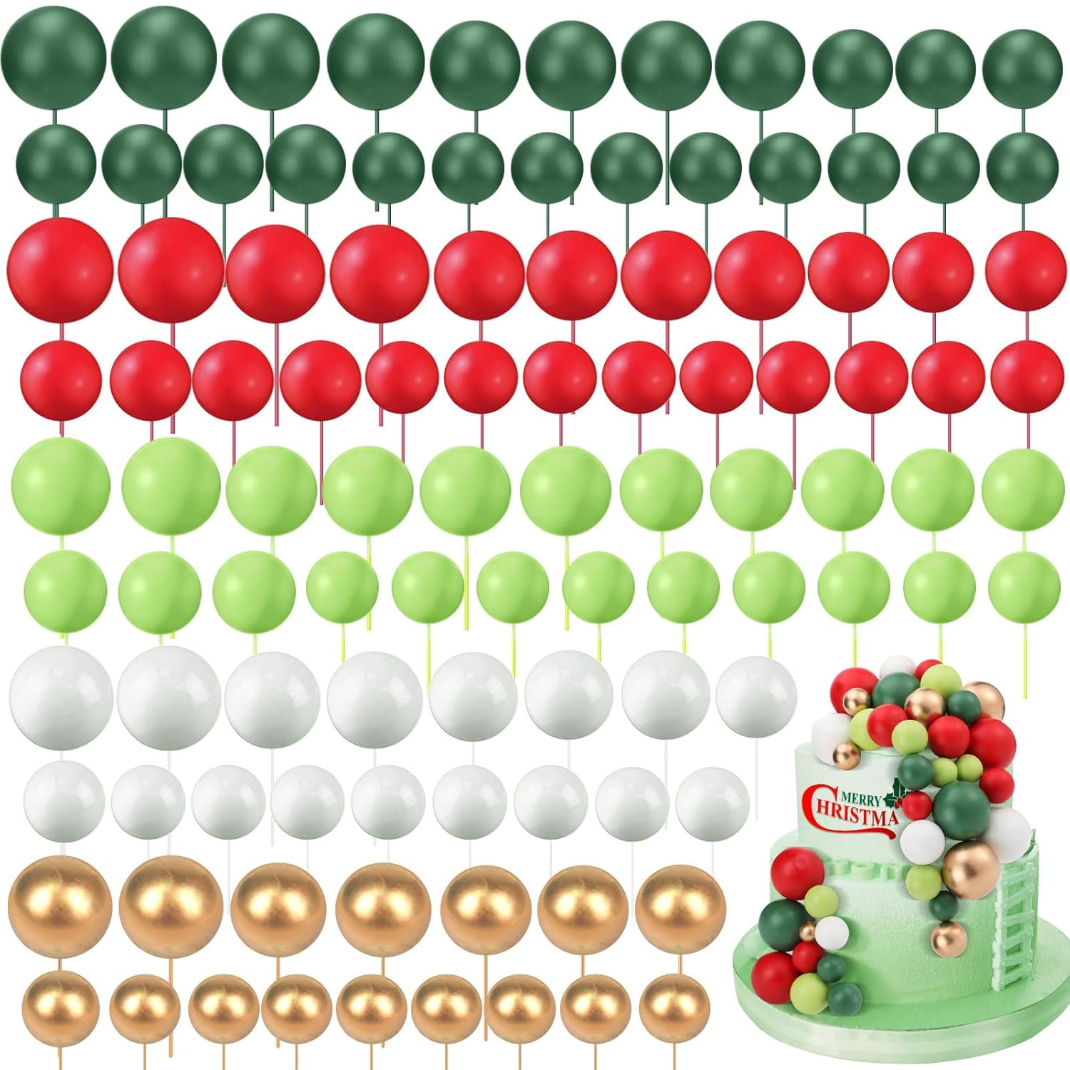 BlinkLLX 108 Pcs Balls Cake Topper DIY Cupcake Insert Foam Balloons for ...