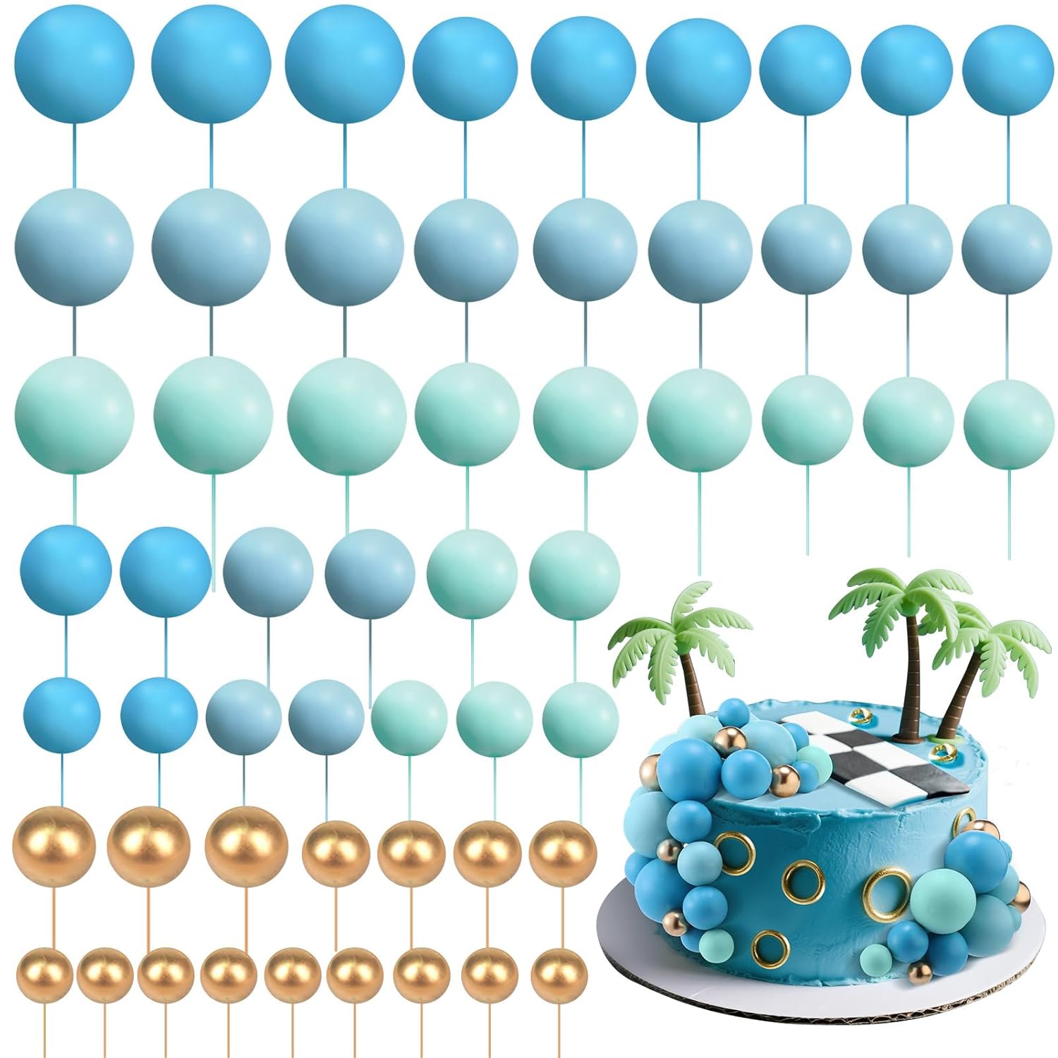 BlinkLLX 108 Pcs Balls Cake Topper DIY Cupcake Insert Foam Balloons for ...