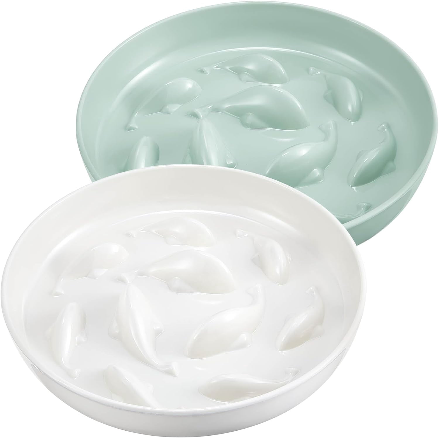 BlinkLLX 2 Pcs Cat Slow Feeder Bowl Fish Pool Design Feeder Dish Fun ...