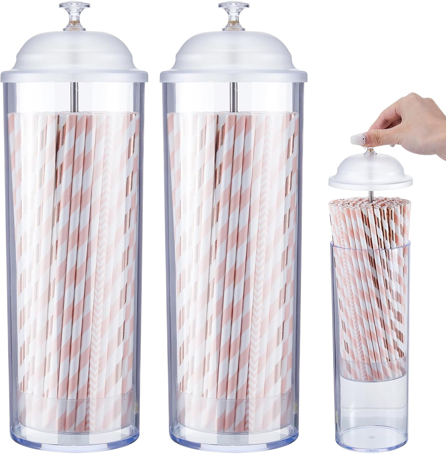 BlinkLLX 2 Pcs Plastic Straw Dispenser Clear Straw Holder for Counter ...