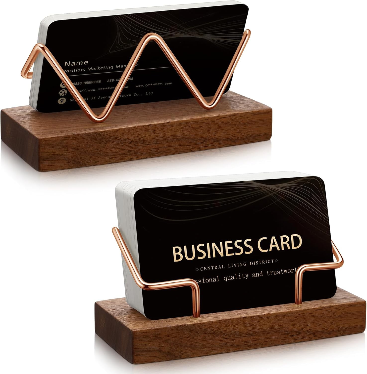 BlinkLLX 2 Pieces Wood Business Card Holder for Desk Wooden Business ...