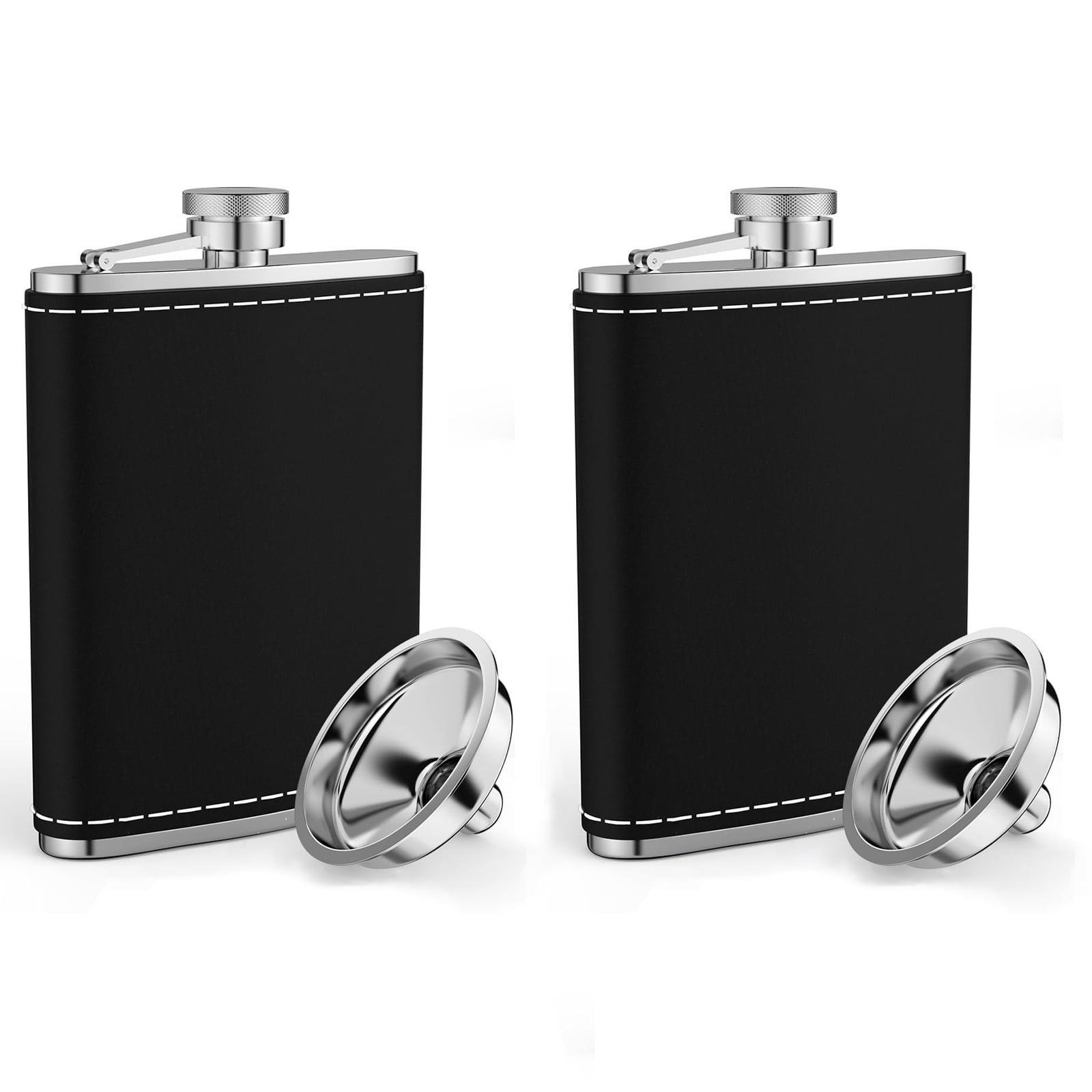 BlinkLLX 2 Set 8 oz Leather Hip Flasks for Liquor for Men Leak Proof ...