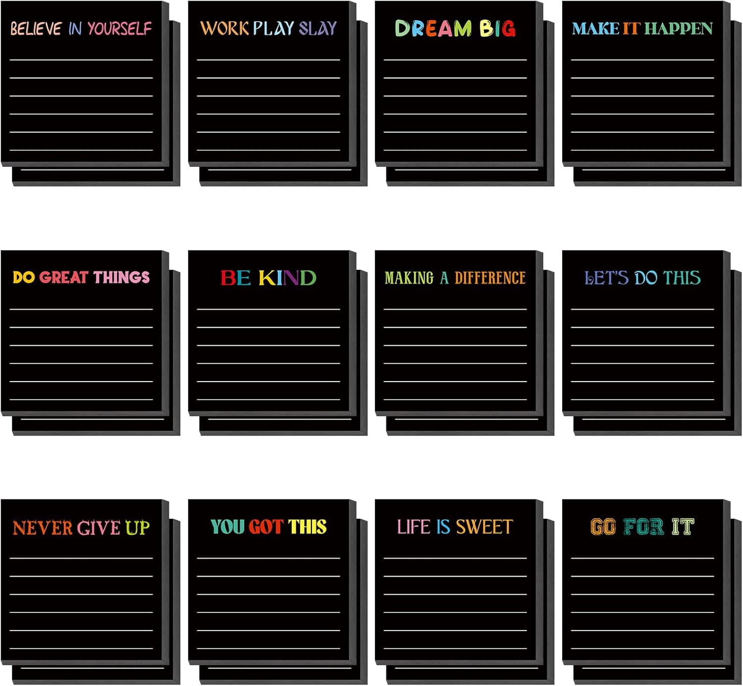 BlinkLLX 24 Pcs Inspirational Sticky Notes with Lines Cute Motivational ...