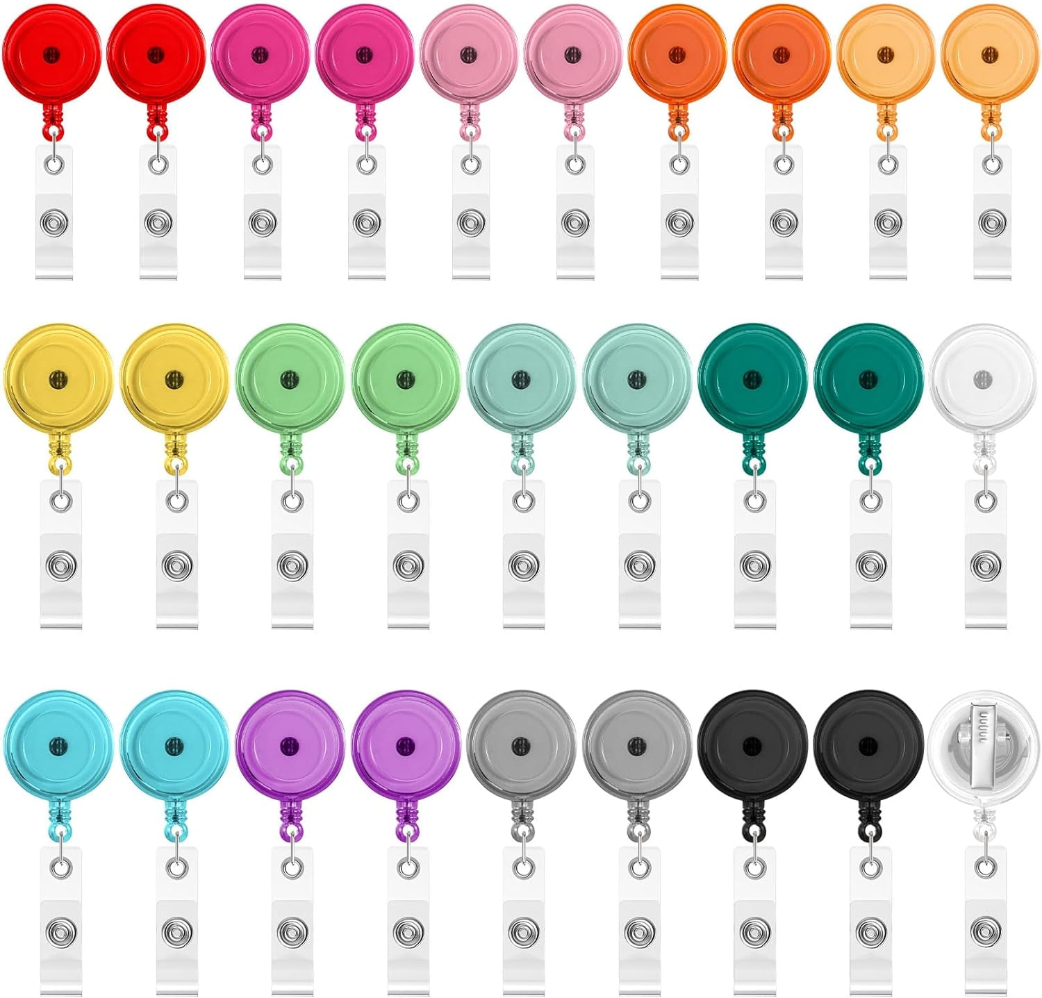 BlinkLLX 28 Pcs Badge Reel Retractable Bulk 360° Swivel Colorful ...