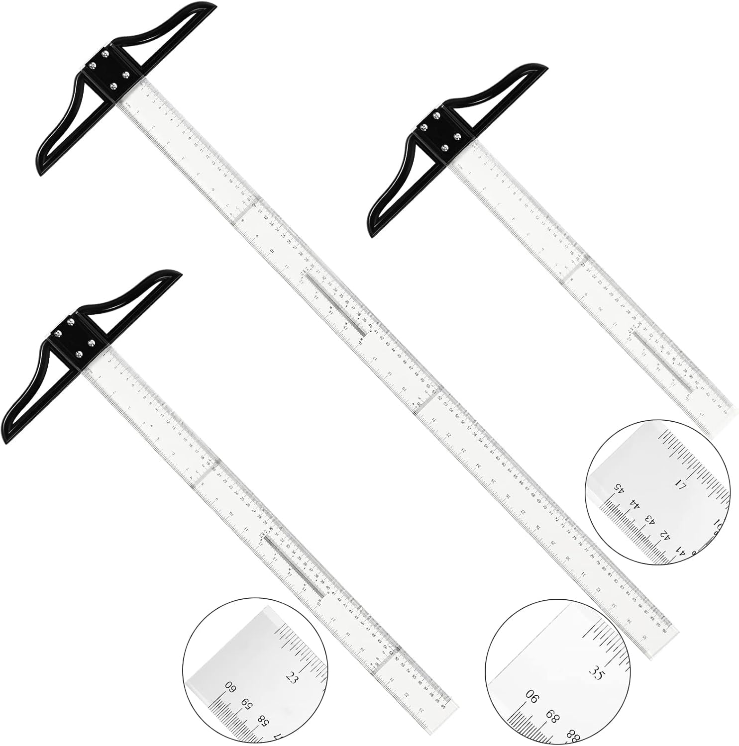 BlinkLLX 3 Pcs Acrylic T Square Ruler Multi Sized T Square Traditional ...
