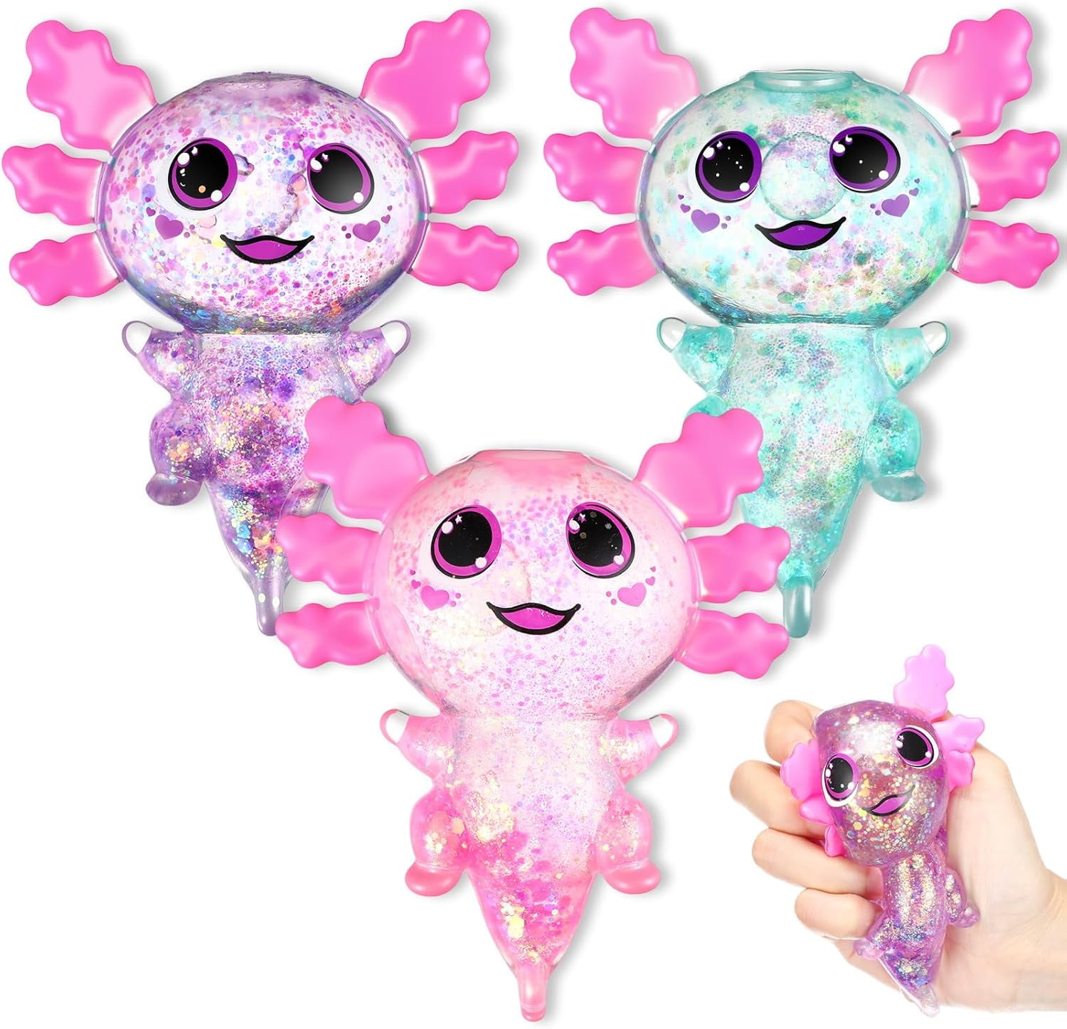BlinkLLX 3 Pcs Axolotl Party Favors Stress Fidget Toy Back to School Gifts for Kids Sensory ...