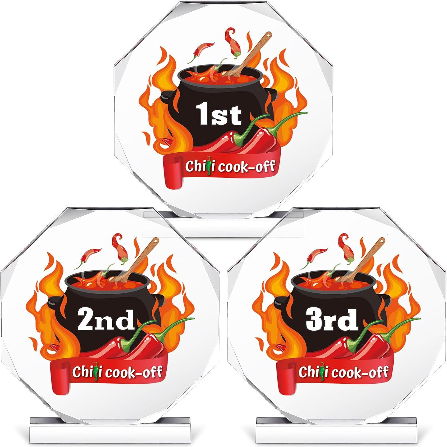 BlinkLLX 3 Pcs Chili Cook off Trophies 1st 2nd 3rd Place Medals Chili ...