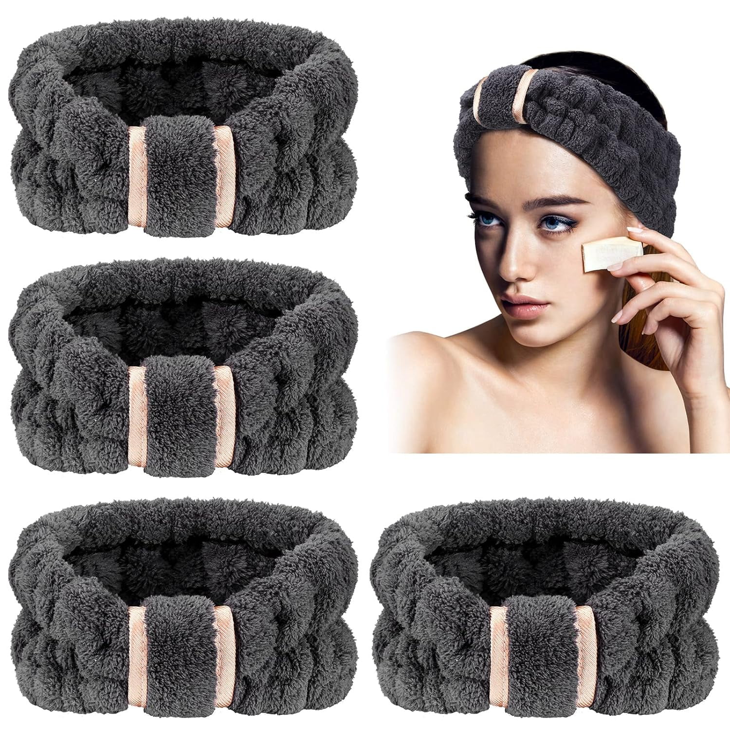 BlinkLLX 4 Pack Microfiber Headbands Spa Facial Headbands Makeup Head ...