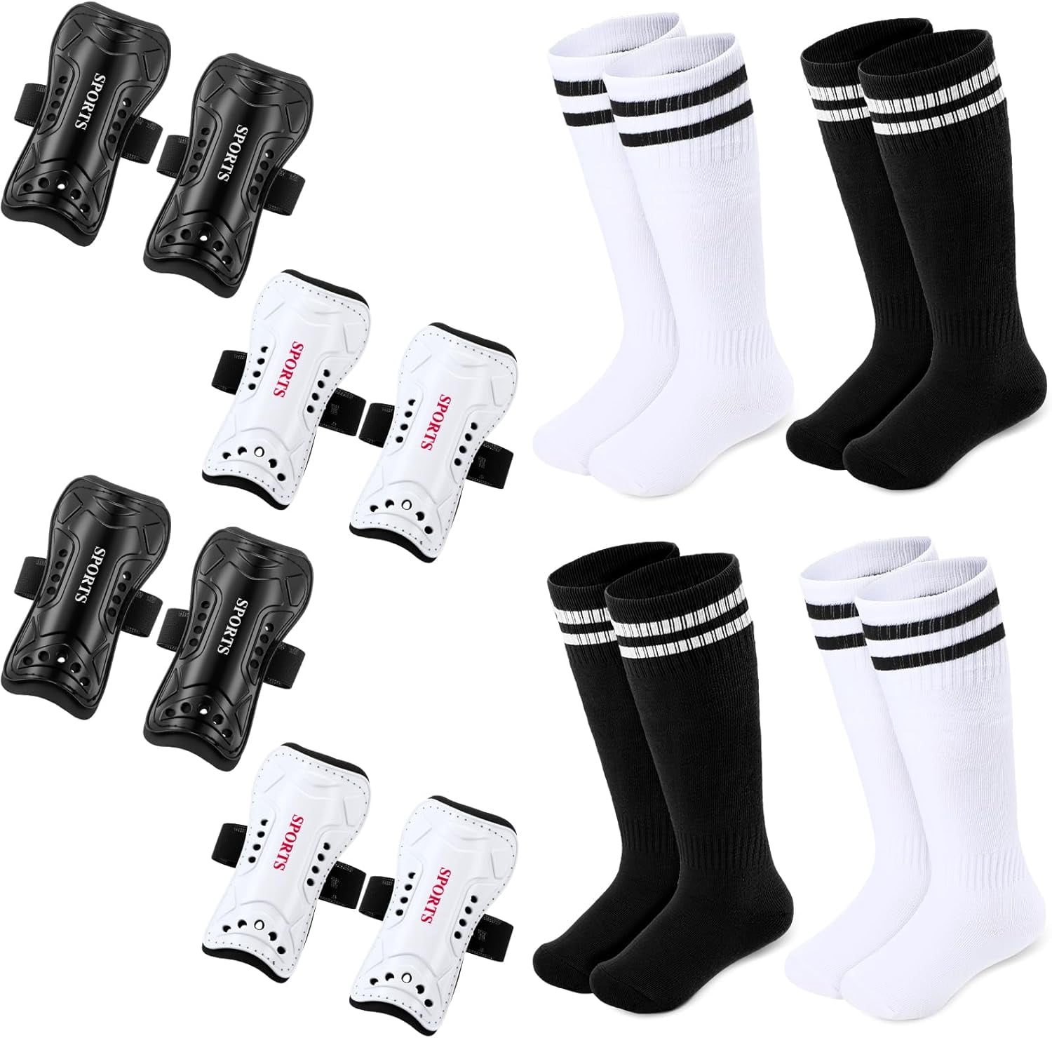 BlinkLLX 4 Pairs Soccer Shin Guards for Youth Kids Toddler with 4 Pairs ...