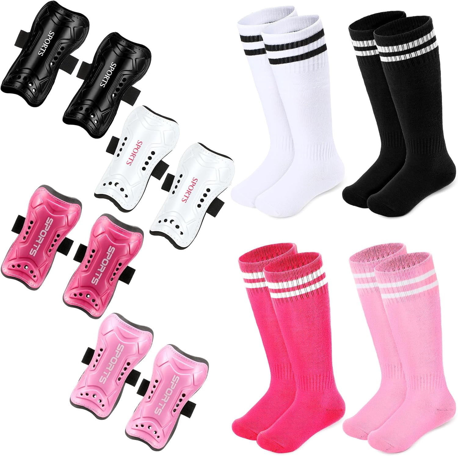 BlinkLLX 4 Pairs Soccer Shin Guards for Youth Kids Toddler with 4 Pairs ...