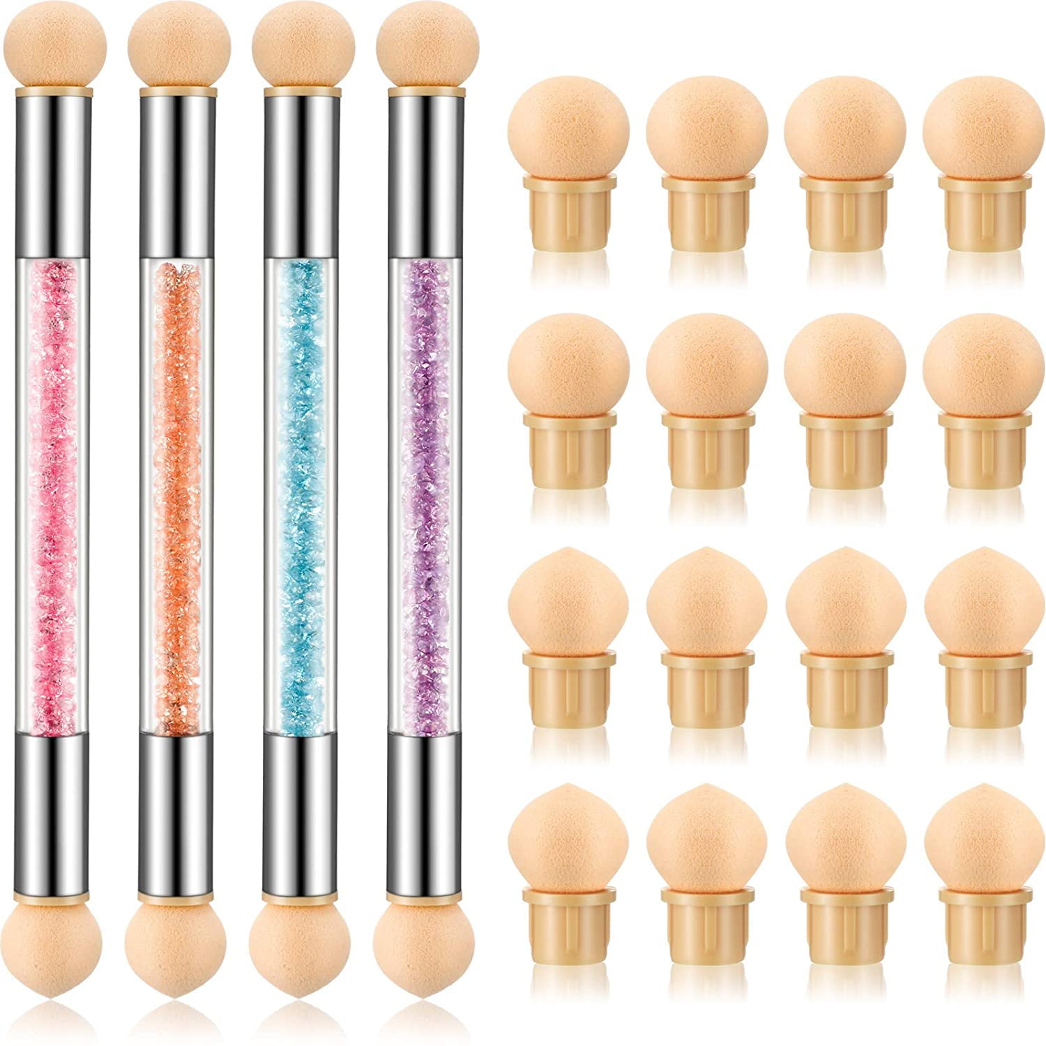 BlinkLLX 4 Pcs UV Gel Gradient Sponges Pens with 16 Pcs Replacement ...