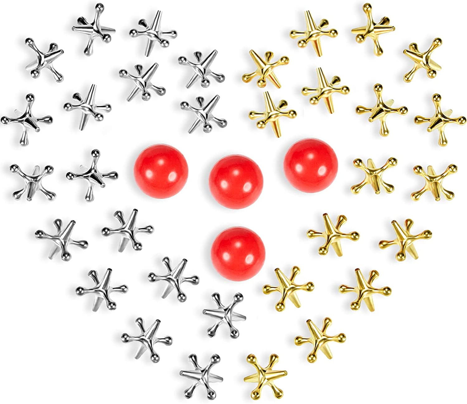 BlinkLLX 4 Set Vintage Metal Jacks and Ball Toys Kit Retro Jax Game ...