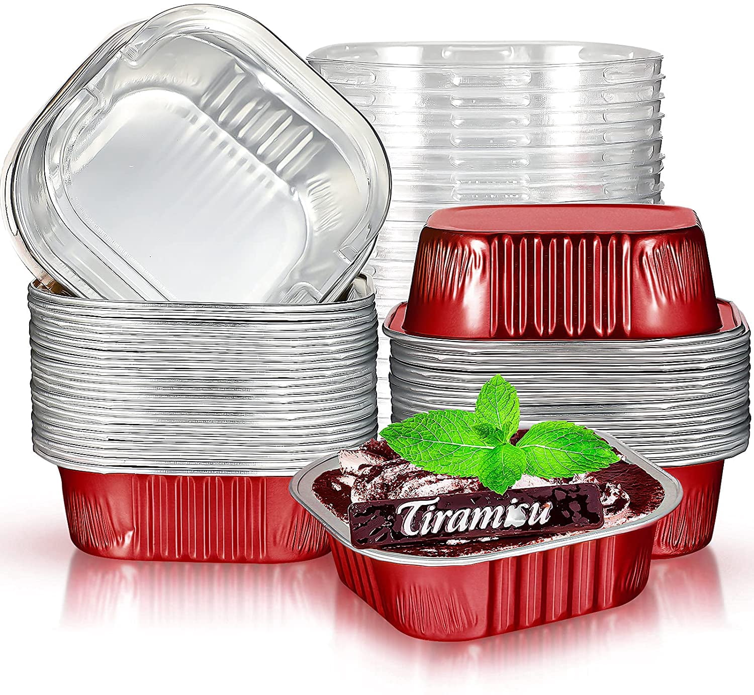 BlinkLLX 40 Sets Square Aluminum Foil Cake Pan 130 ml/ 4.4 Ounces Mini ...