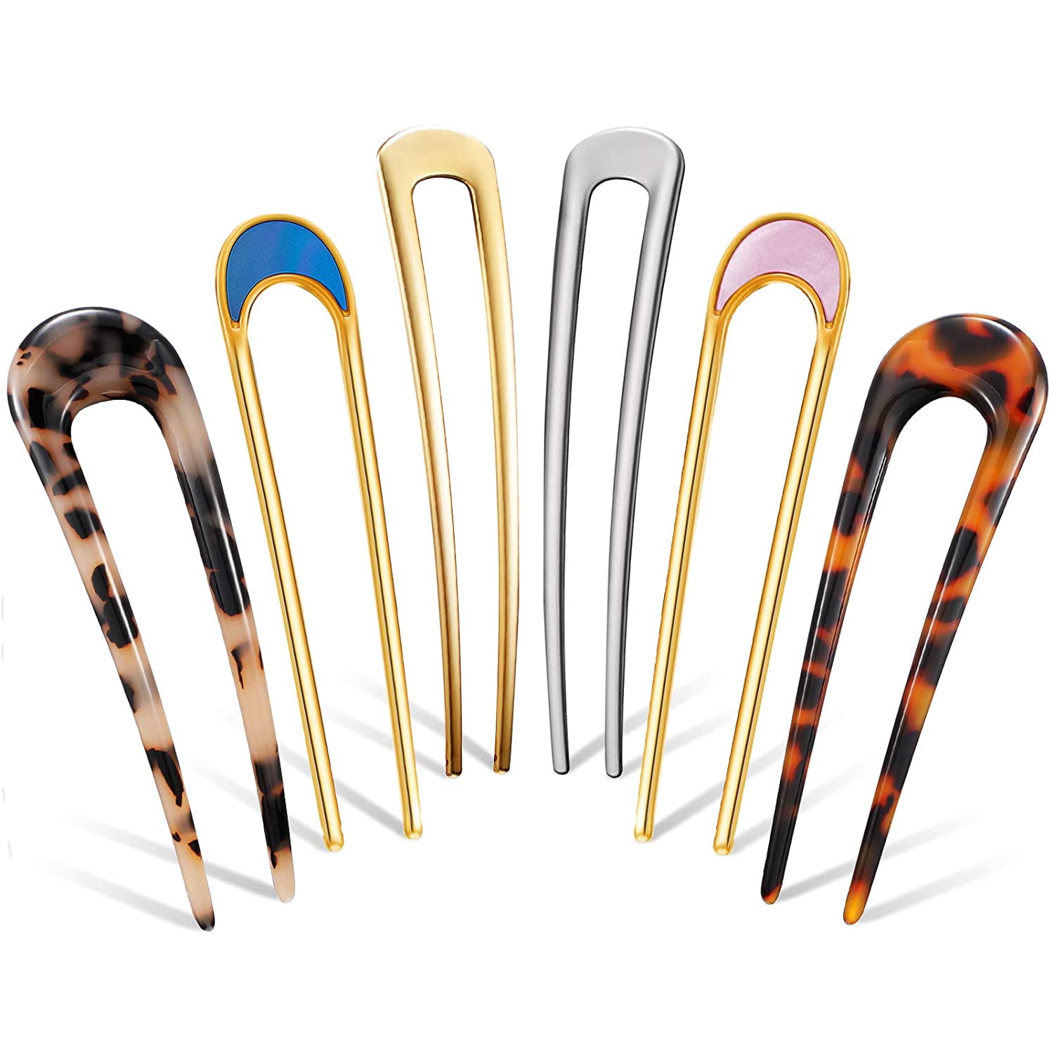 BlinkLLX 6 Pcs U Shaped French Hair Pin French Hair Tortoise Shell Fork ...
