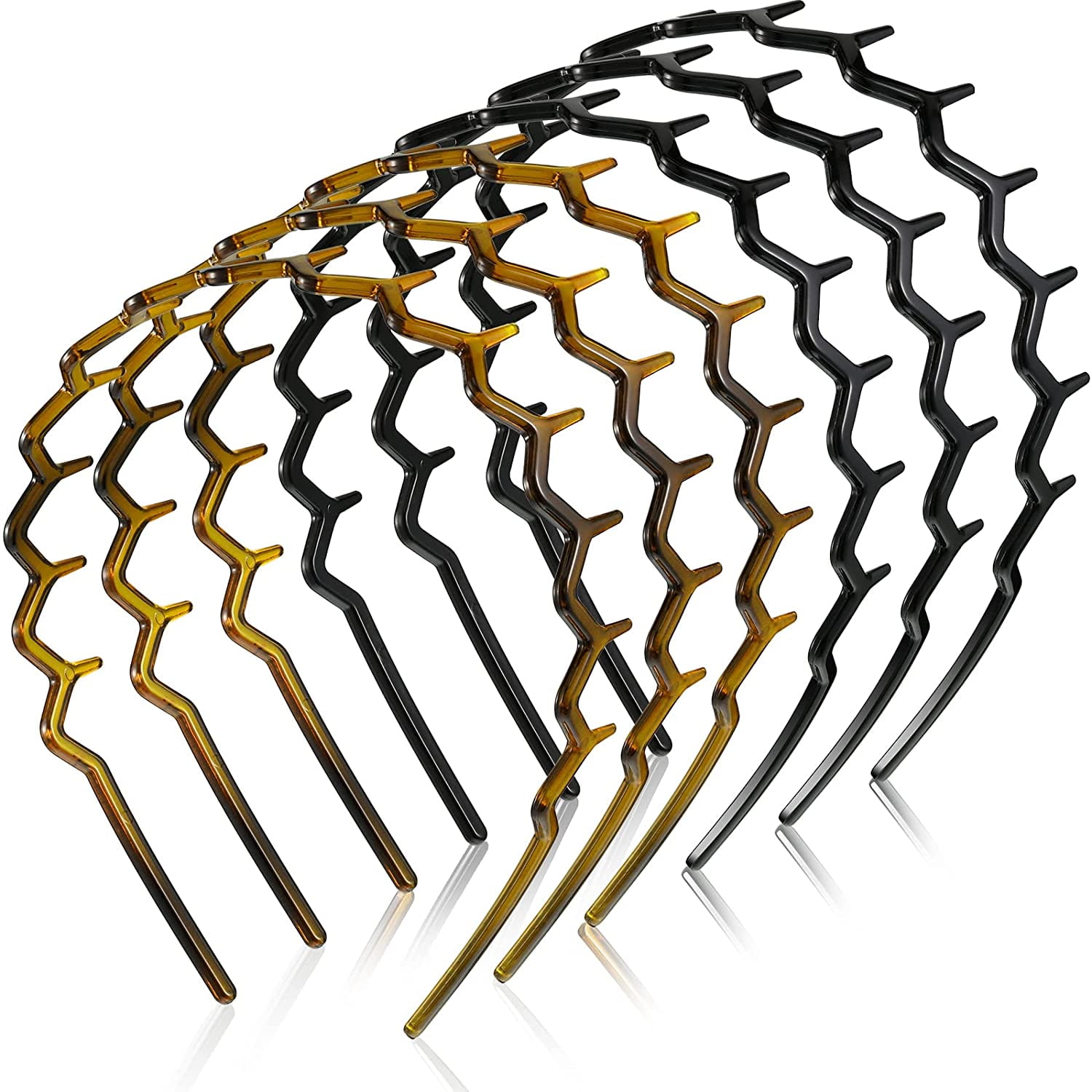 BlinkLLX 6 Pieces Zigzag Headband for Thick Curly Hair Plastic Shark ...