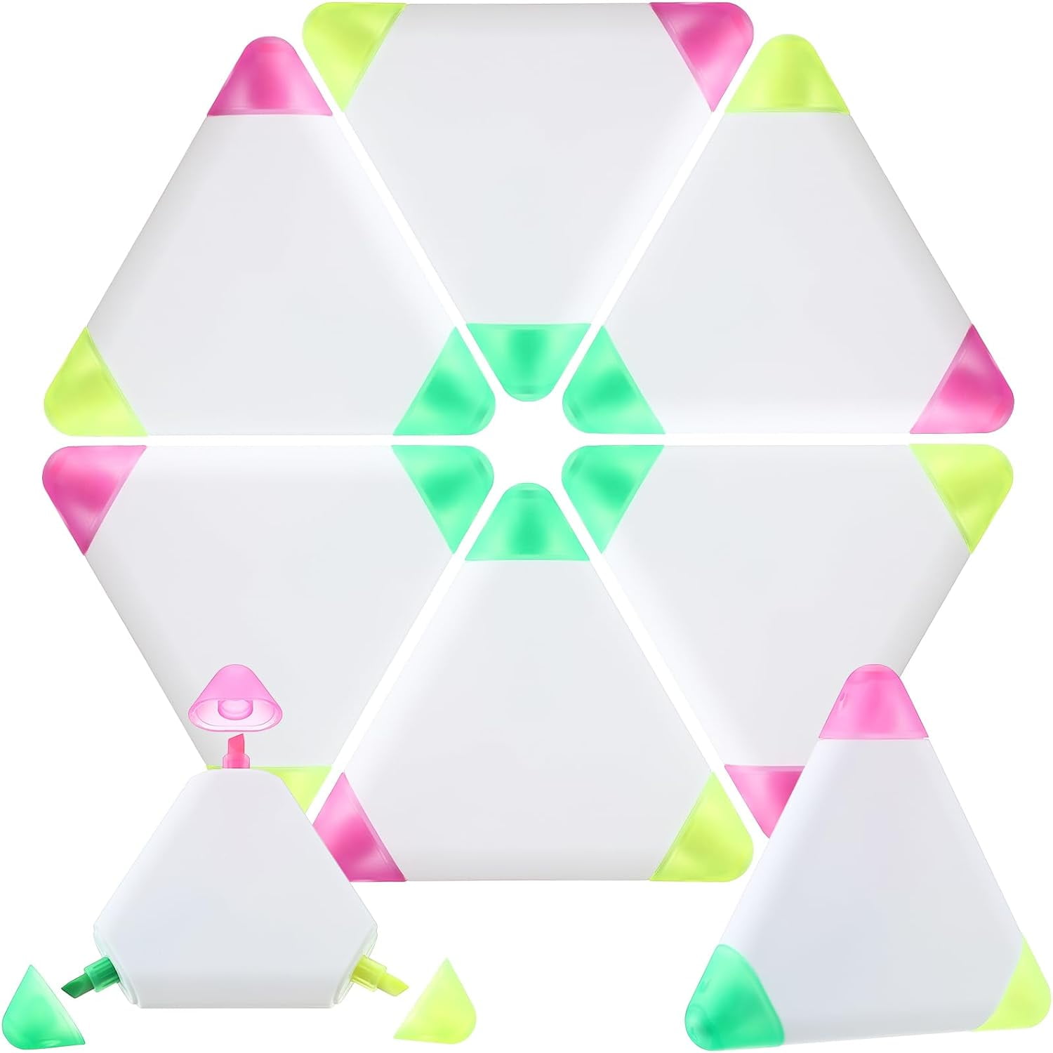 BlinkLLX 8 Pack Fluorescent Highlighter Pens Bulk Triangle Round ...