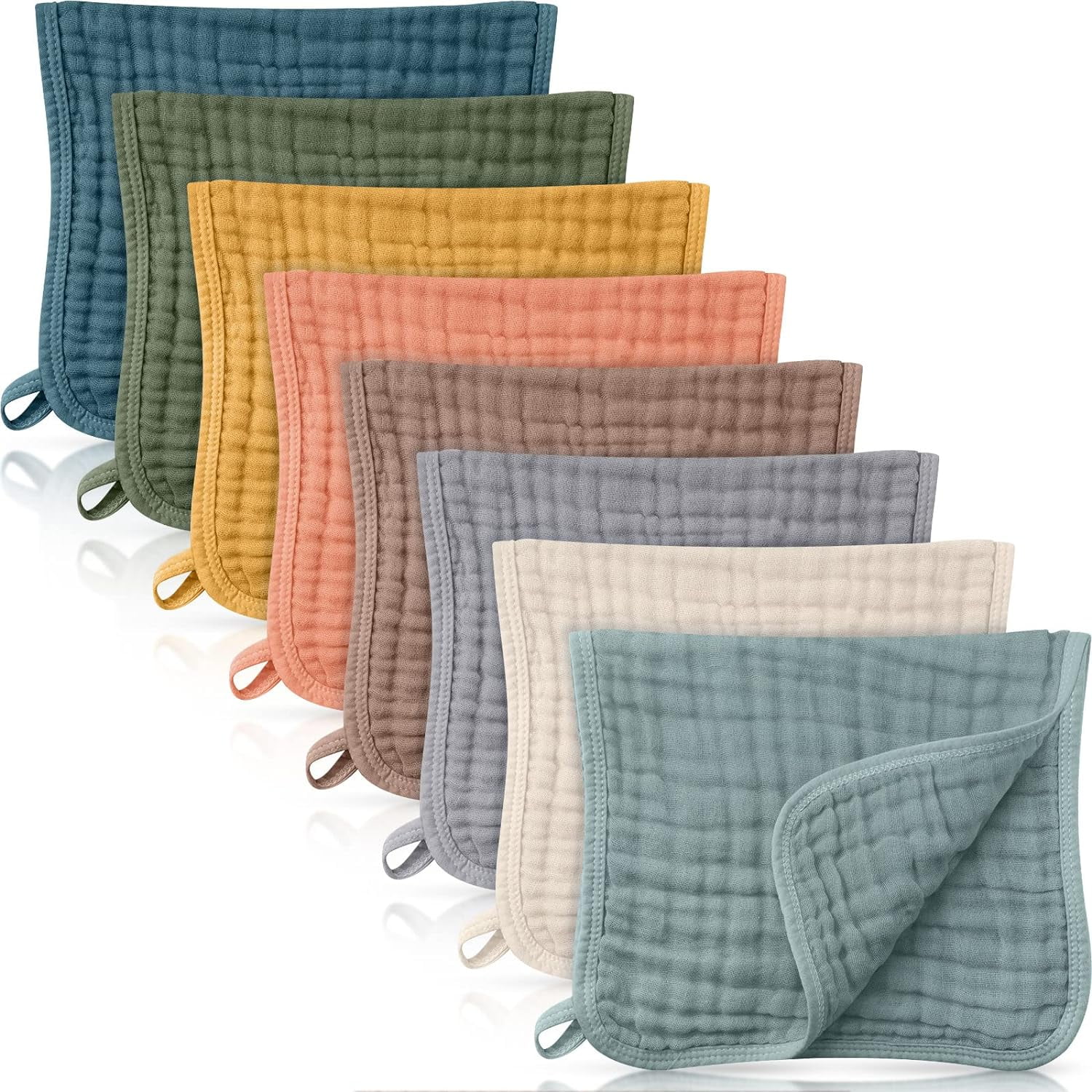 BlinkLLX 8 Packs Muslin Burp Cloths 6 Layers Unisex Baby Items Absorbent Burp Rags Colorful ...