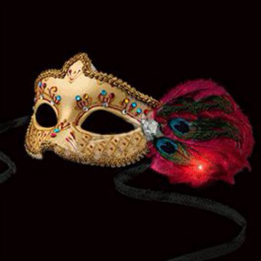 Blinkee 1121300 Gold Mardi Gras Mask with LED Feathers - Walmart.com