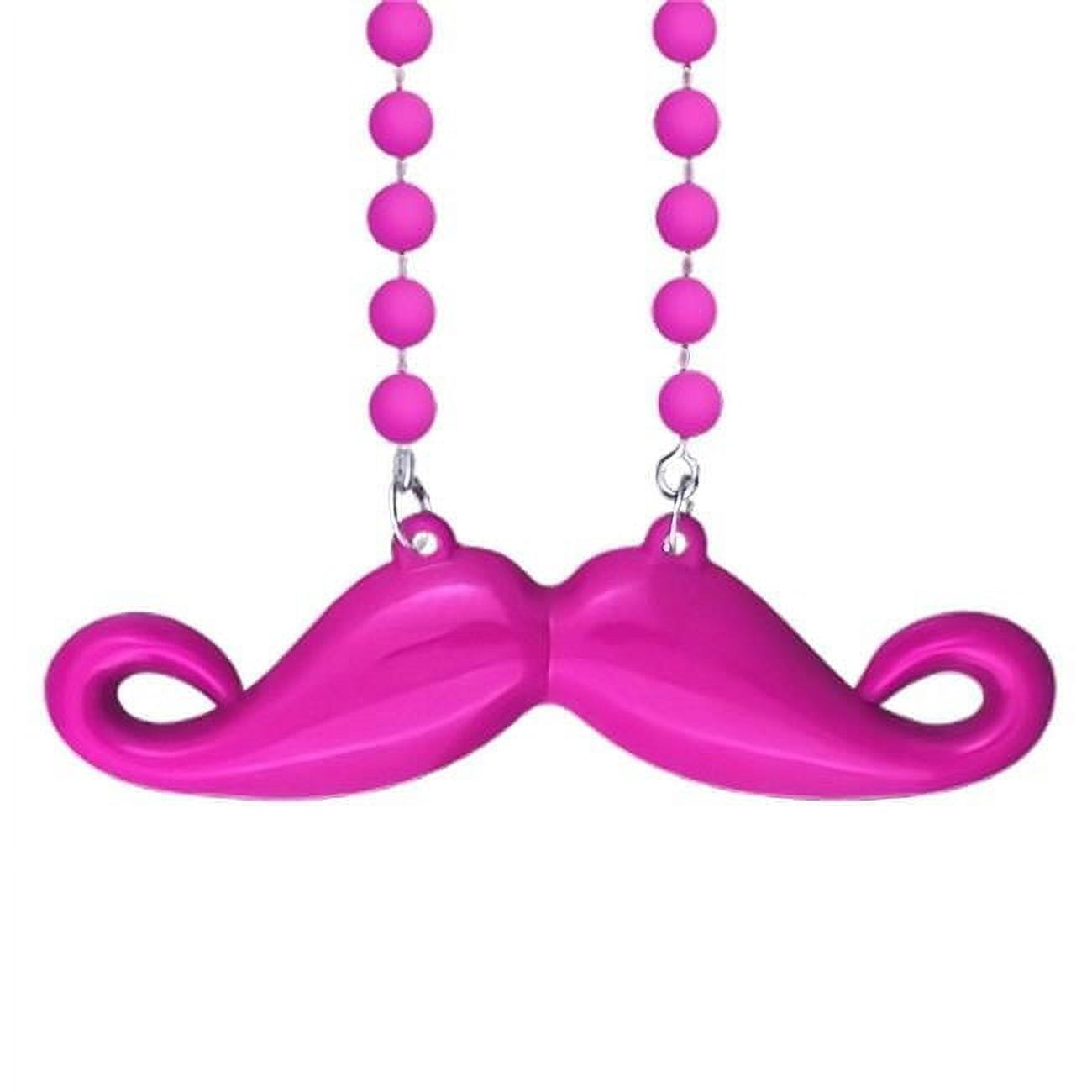 Blinkee 1240010-PK Funky Mustache Beaded Necklace, Pink - Pack of 12 ...