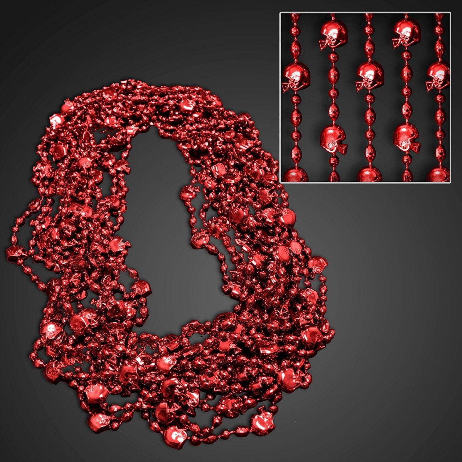 Blinkee 165800 Football Helmet Bead Necklaces, Red - Pack of 12 ...