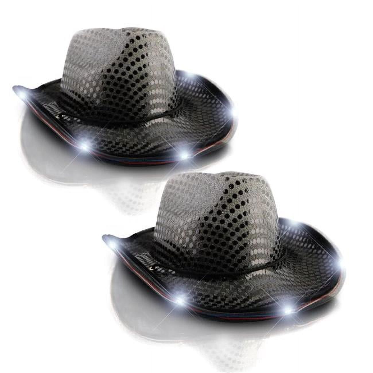 Blinkee 3996300-P2 LED Flashing Cowboy Hat with Black Sequins - Pack of ...