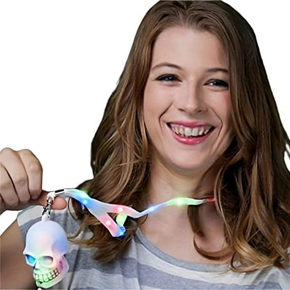 Blinkee FSSCLUL-MLT Light Up Lanyard Flashing Skeleton Skull Charm ...