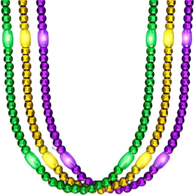 Blinkee LED Necklace with Mardi Gras Beads - Pack of 12 - Walmart.com