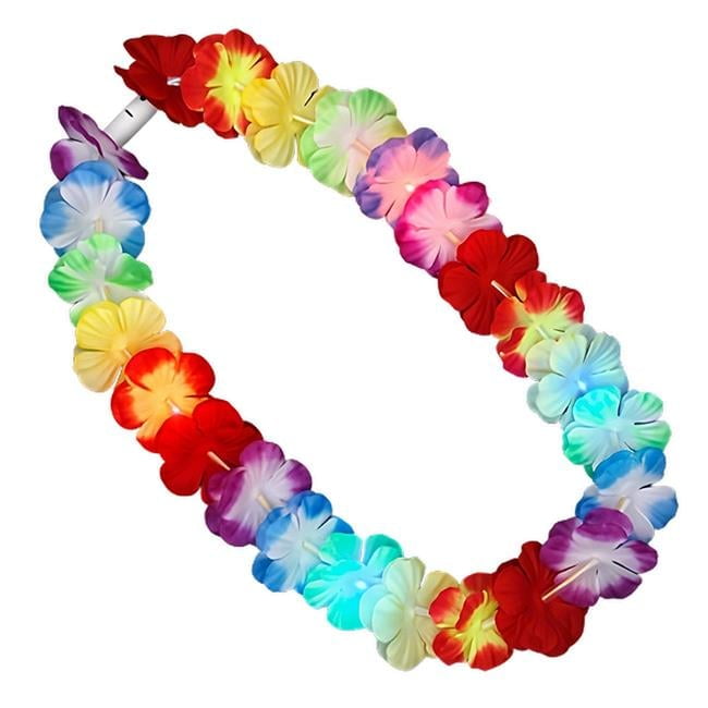 Blinkee LUHFLLNK-RNBW Light Up Hawaiian Flower Lei Necklace, Rainbow - Walmart.com