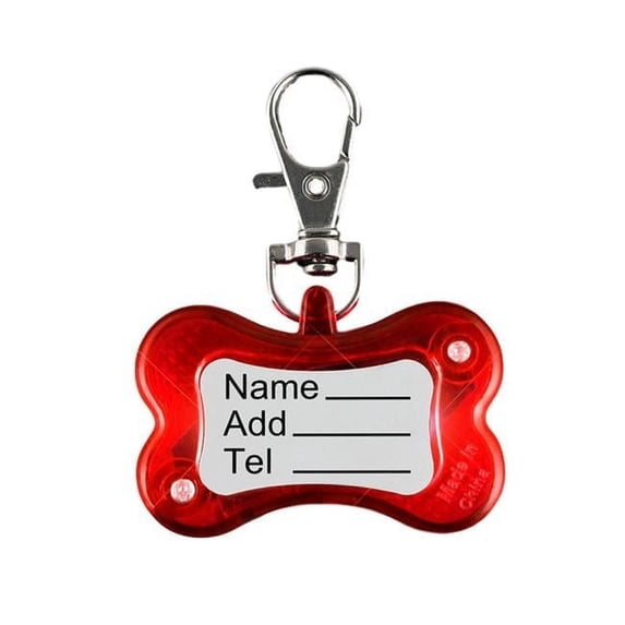 Blinkee FLDBNTSL-RD Red Flashing Dog Bone Body Name Tag Safety Light ...