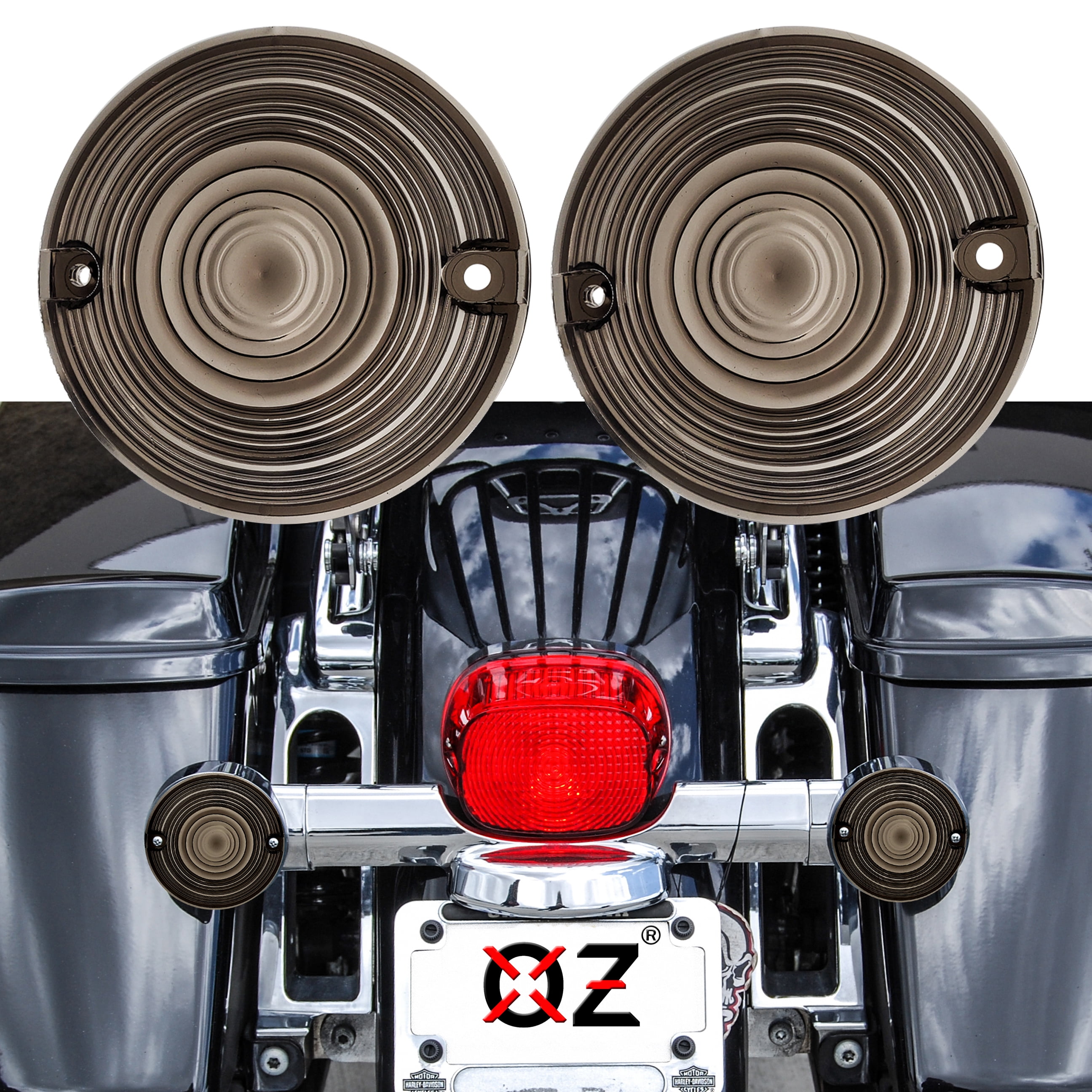 Blinker Lens Smoke OZ-USA® Turn Signal Lens Cover for Harley Touring ...