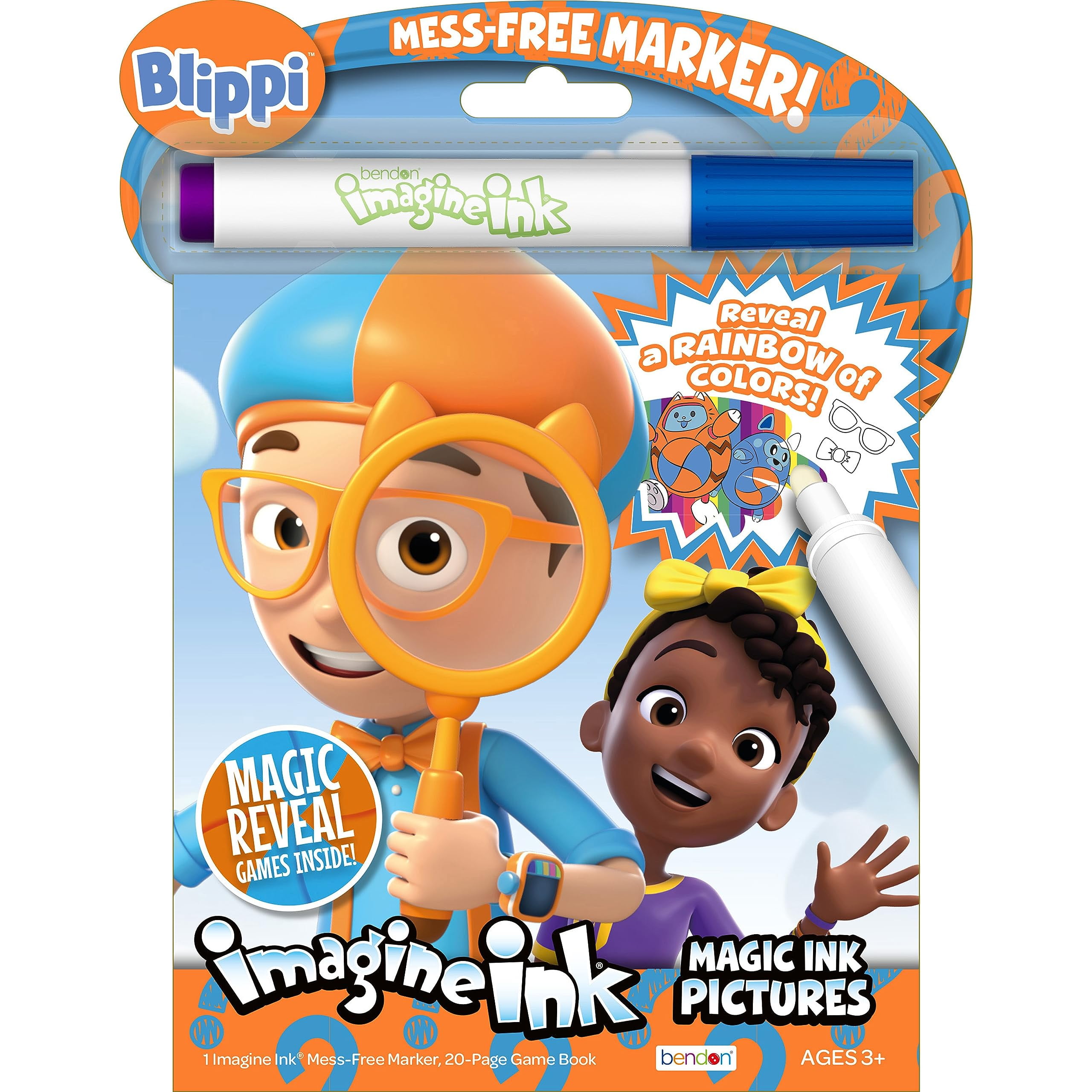 Blippi 20 Page Imagine Ink Coloring Book with Mess Free Marker, Bendon ...