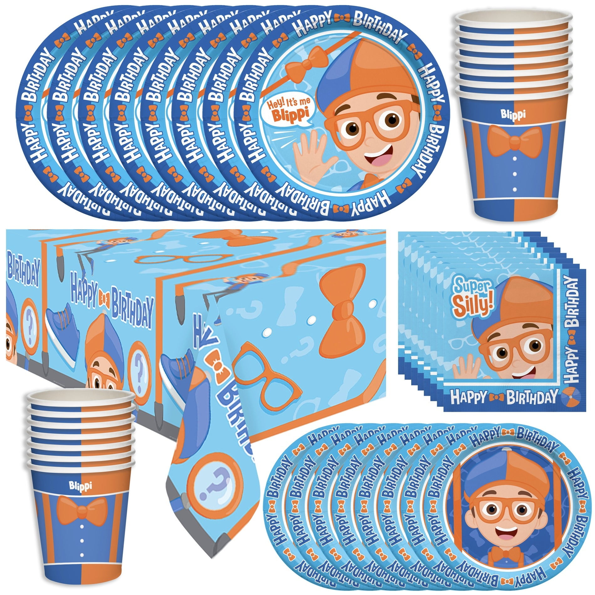 Blippi Birthday Party Tableware Deluxe Set for 16 Guests - Walmart.com
