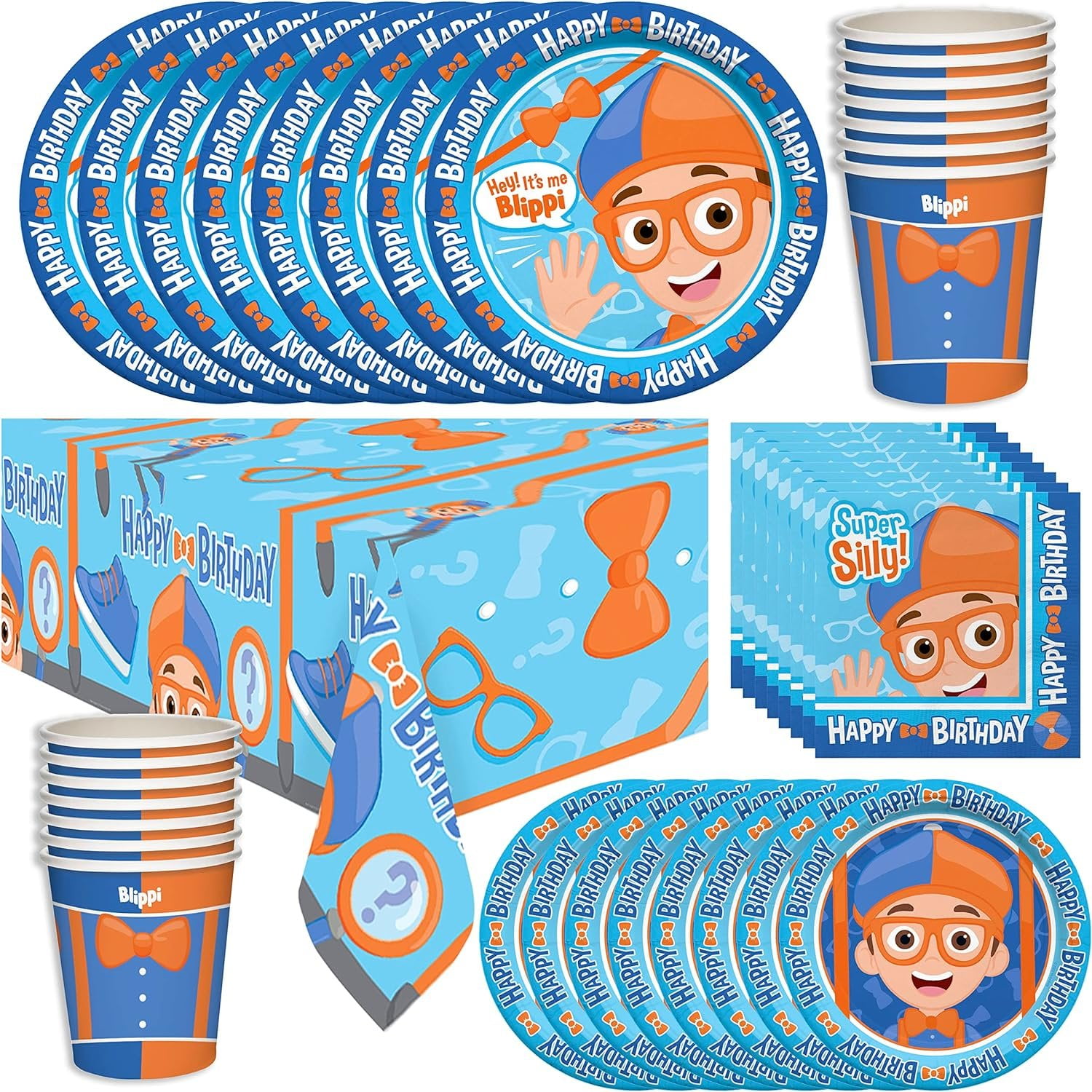 Blippi Birthday Party Tableware Deluxe Set for 16 Guests - Walmart.com