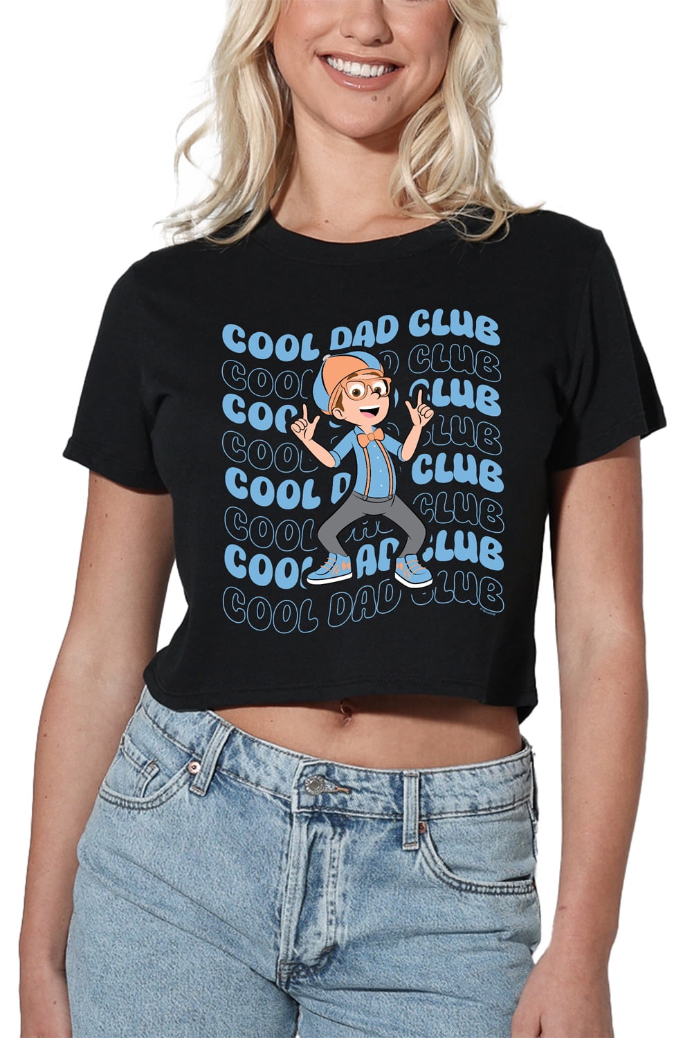 Blippi Cool Dad Club Women's Crop Top T-Shirt, Black, Large - Walmart.com