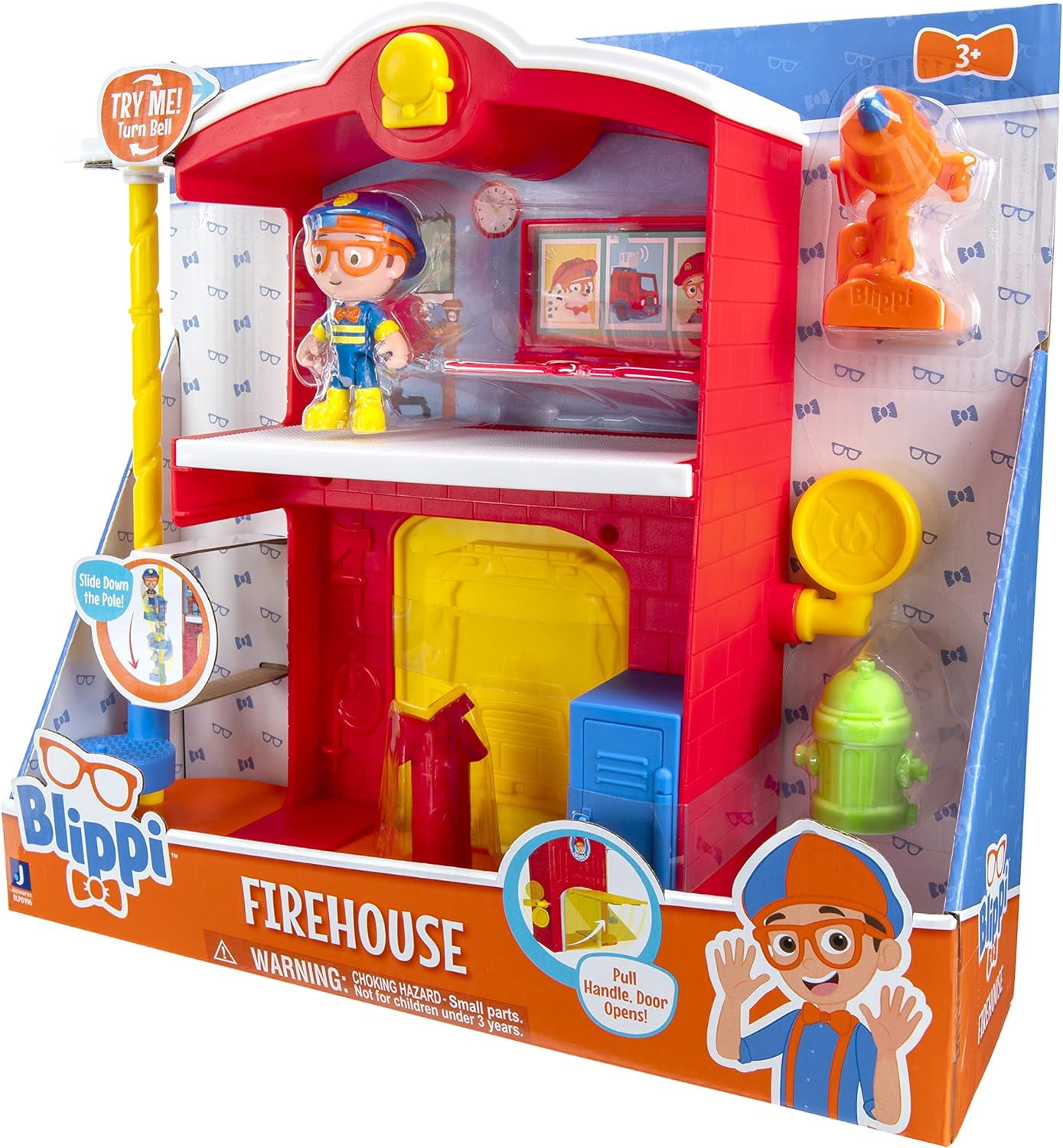 Blippi Firehouse Playset, Includes 3-Inch Firefighter Figure, Two Floor ...