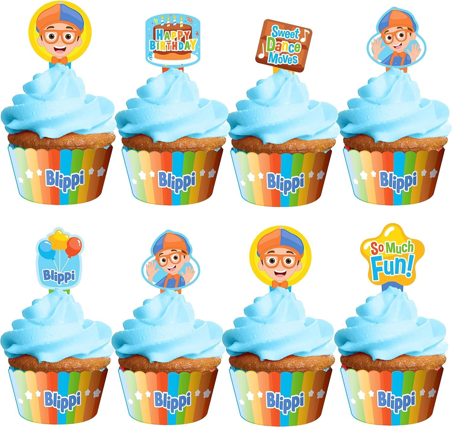 Blippi Party Cupcake Toppers & Blippi Cupcake Wrappers - Walmart.com