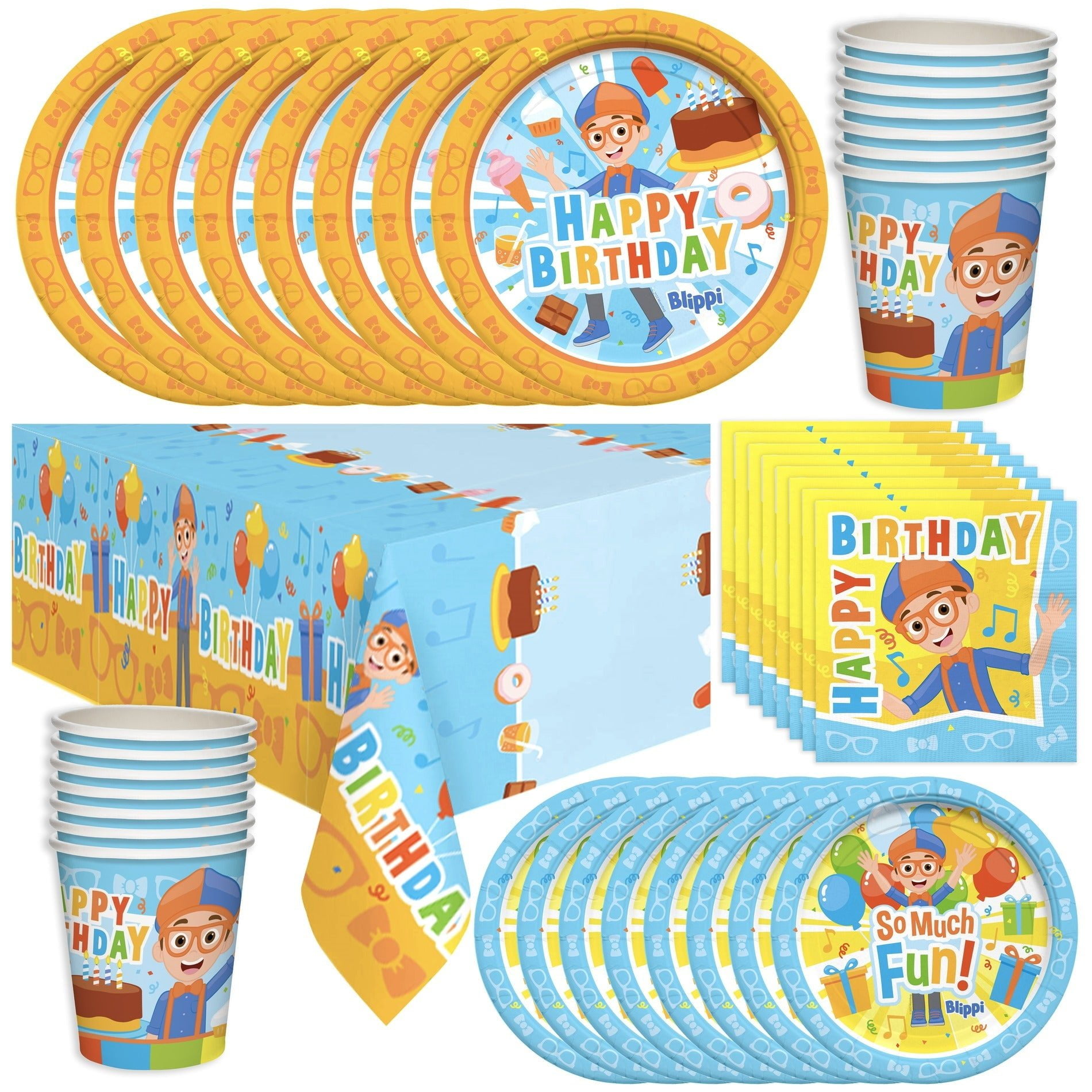 Blippi Party Tableware Deluxe Set for 16 Guests - Walmart.com