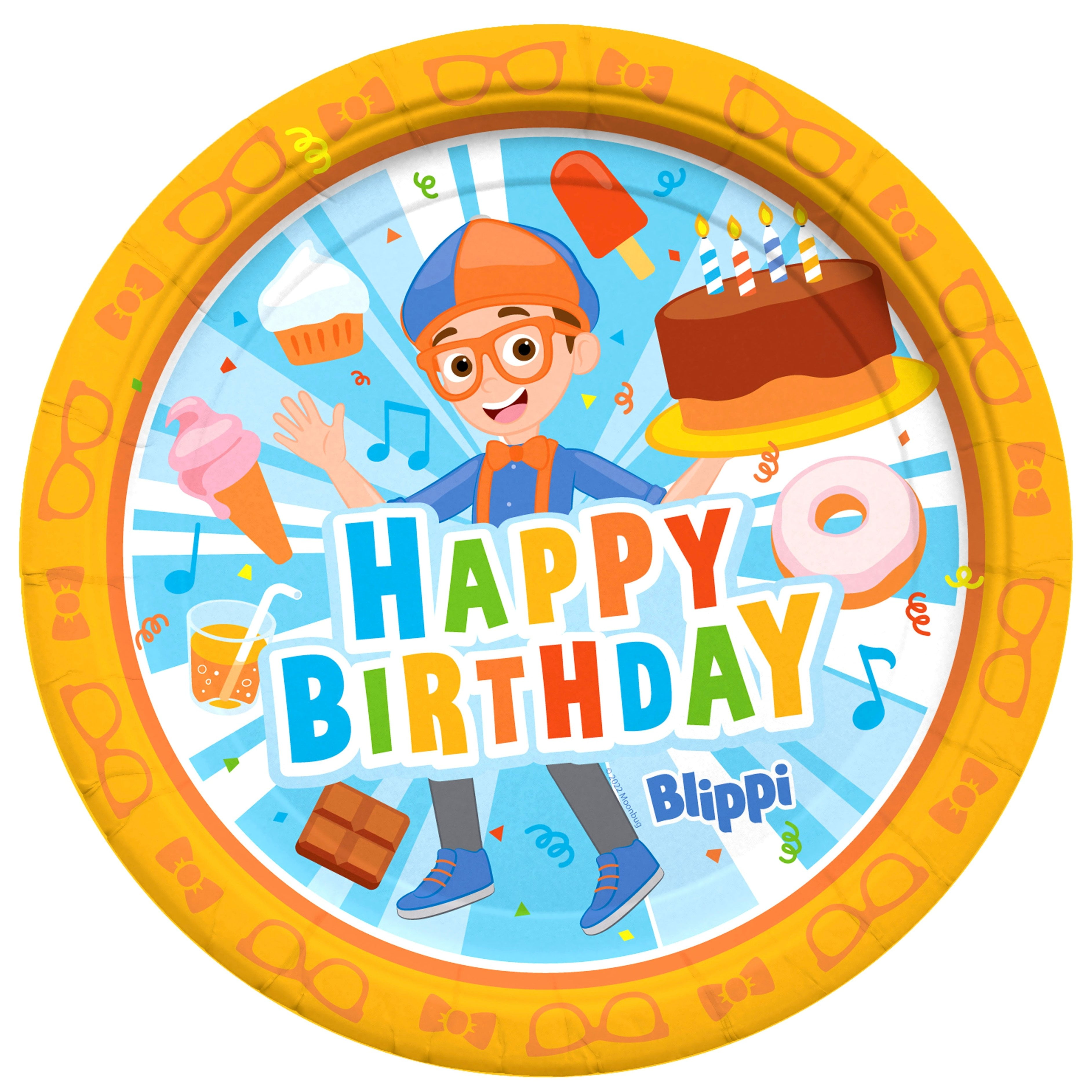Treasures Gifted Blippi Plates, 9in, 16 Count, Kids Birthday Party ...