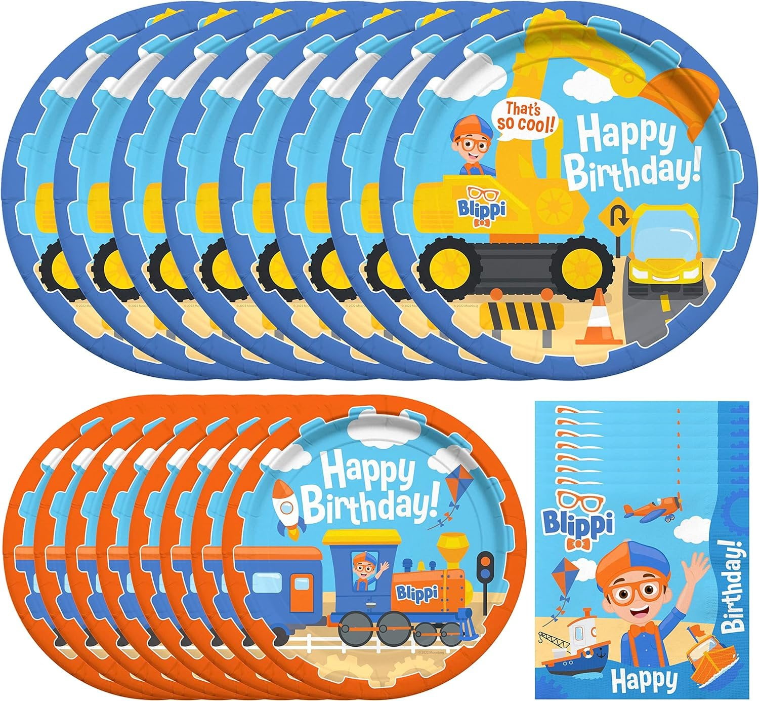 Blippi Vehicle Party Tableware Starter Set for 16 Guests - Walmart.com