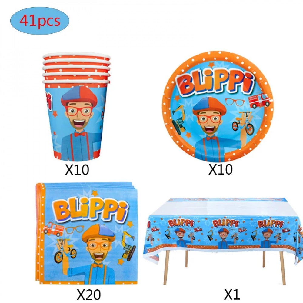Blippiings Birthday Party Decorations Disposable Tableware Set Plates ...