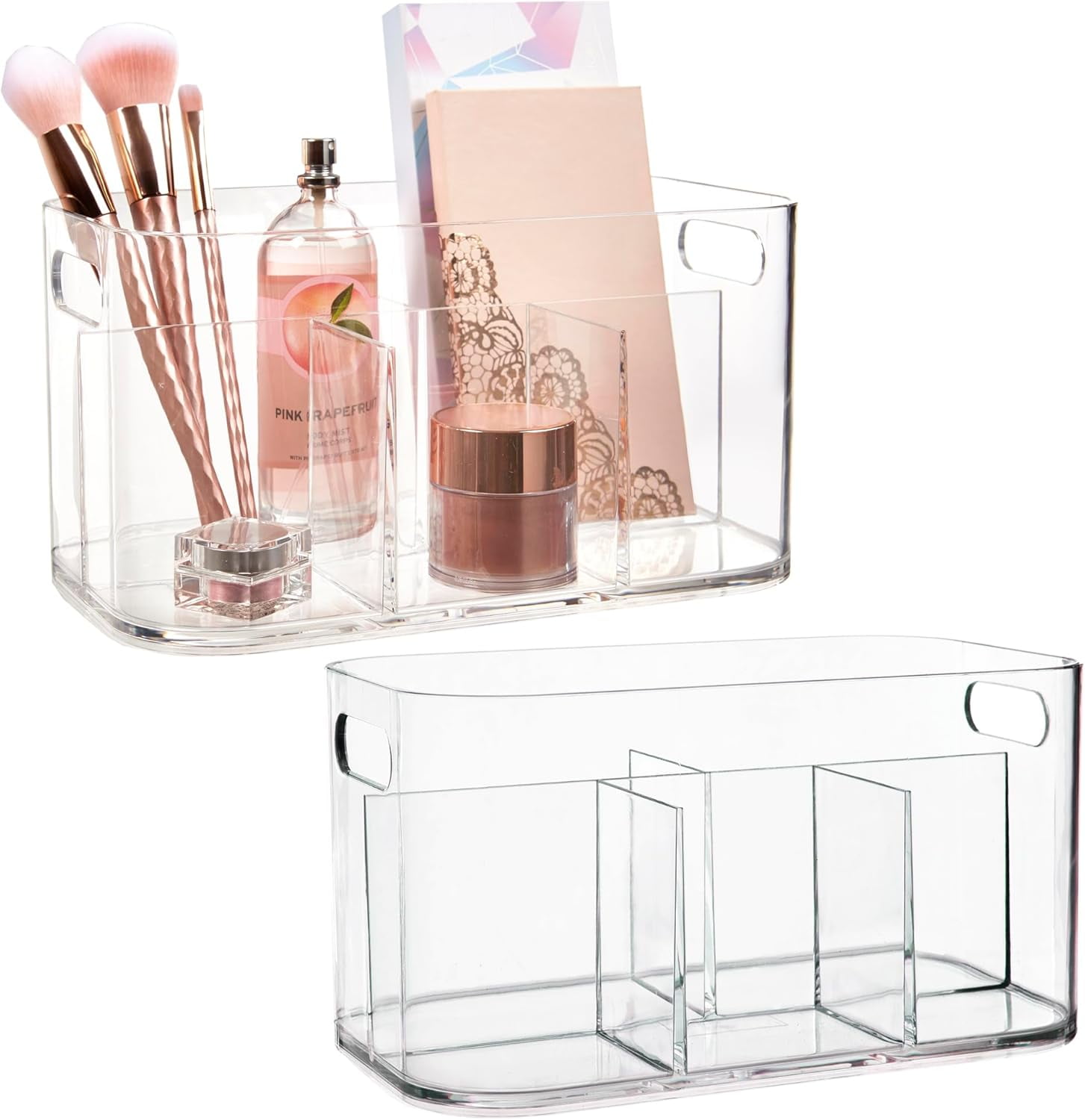 Bliss 5-Compartment Plastic Cosmetics Storage Organizer, Set of 2 ...