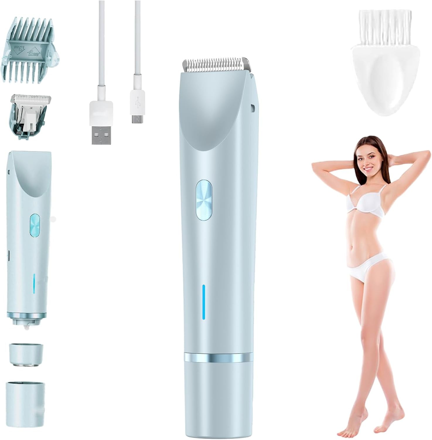 Bliss and Bloom Razor, Beauty Bloom 2.0 – 2-in-1 Electric Lady Shaver & Bikini Trimmer, IPX7 ...