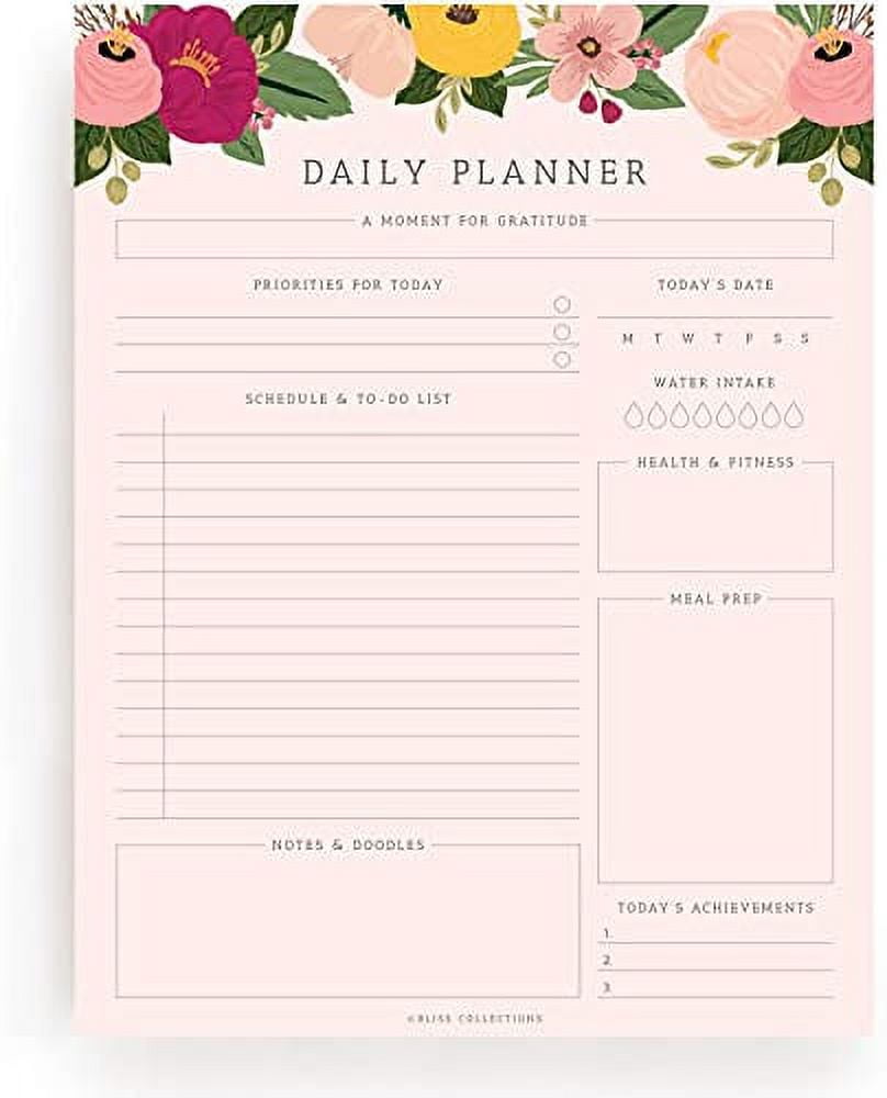 Bliss Collections Daily Planner, Blush Floral, Calendar, Organizer ...