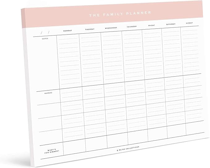 Bliss Collections Family Planner with 50 Undated 8.5 x 11 Tear-Off ...