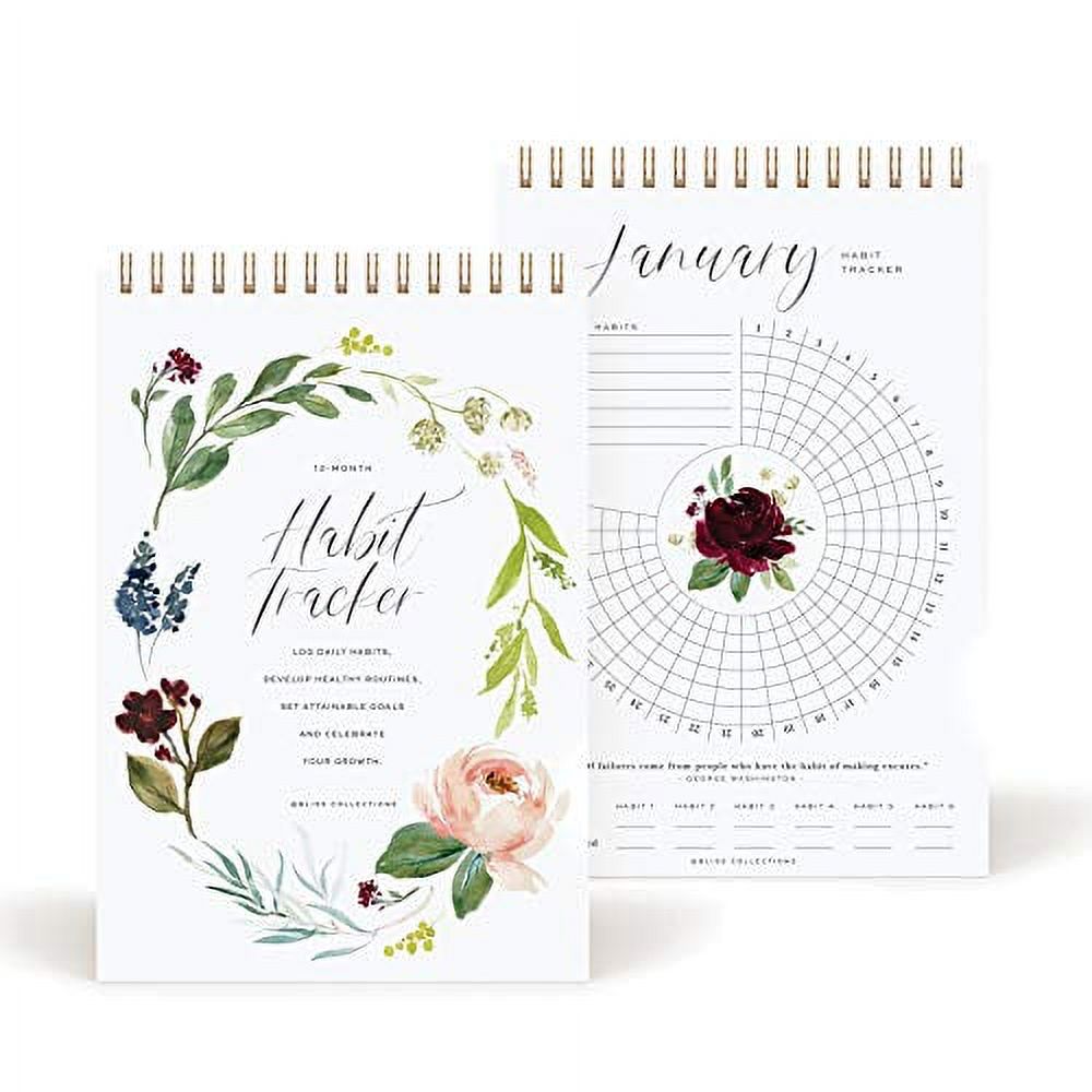Bliss Collections Habit Tracker Calendar Notepad, Botanical Floral ...