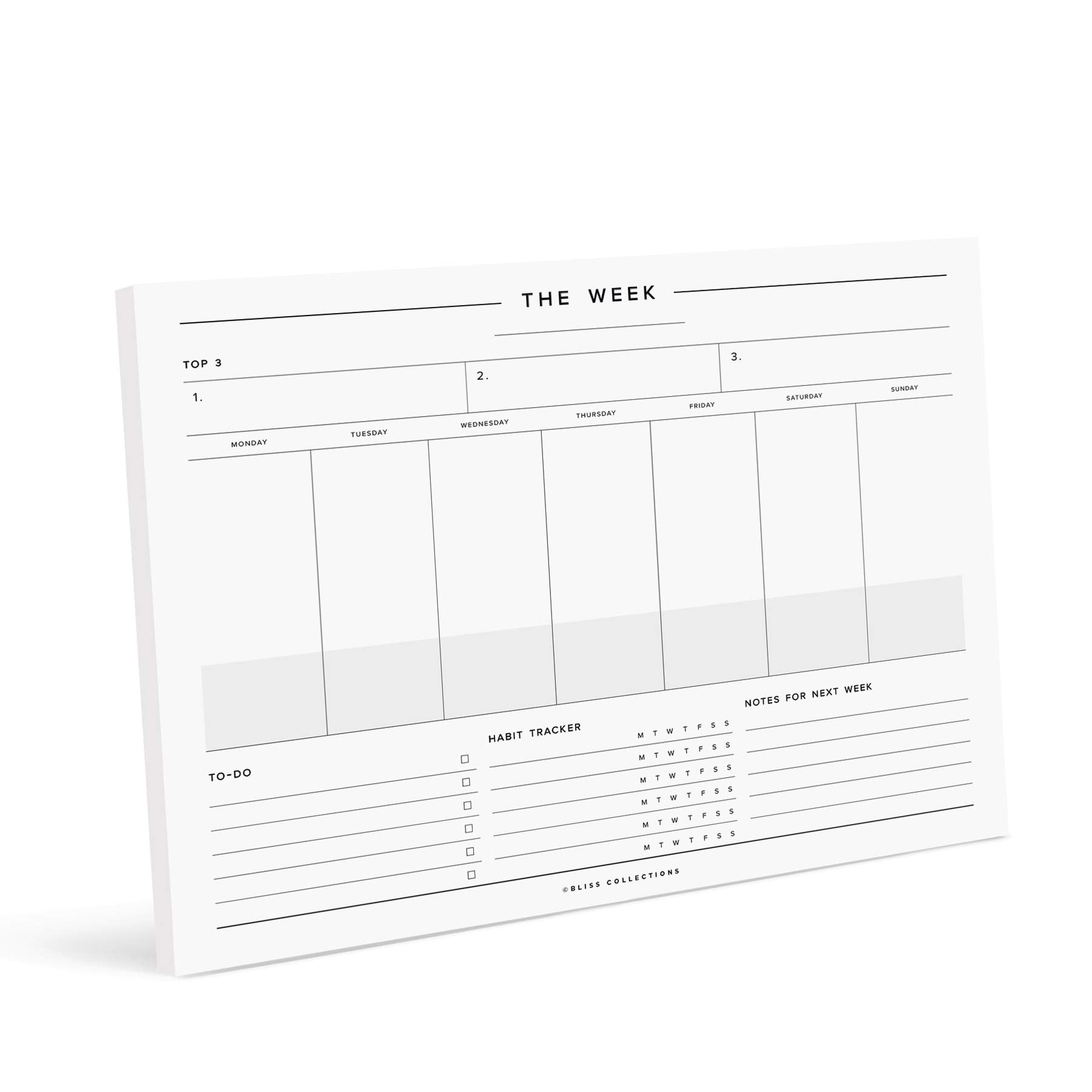 Bliss Collections Minimalist Weekly Planner Tear Off Pad, 50 Undated ...